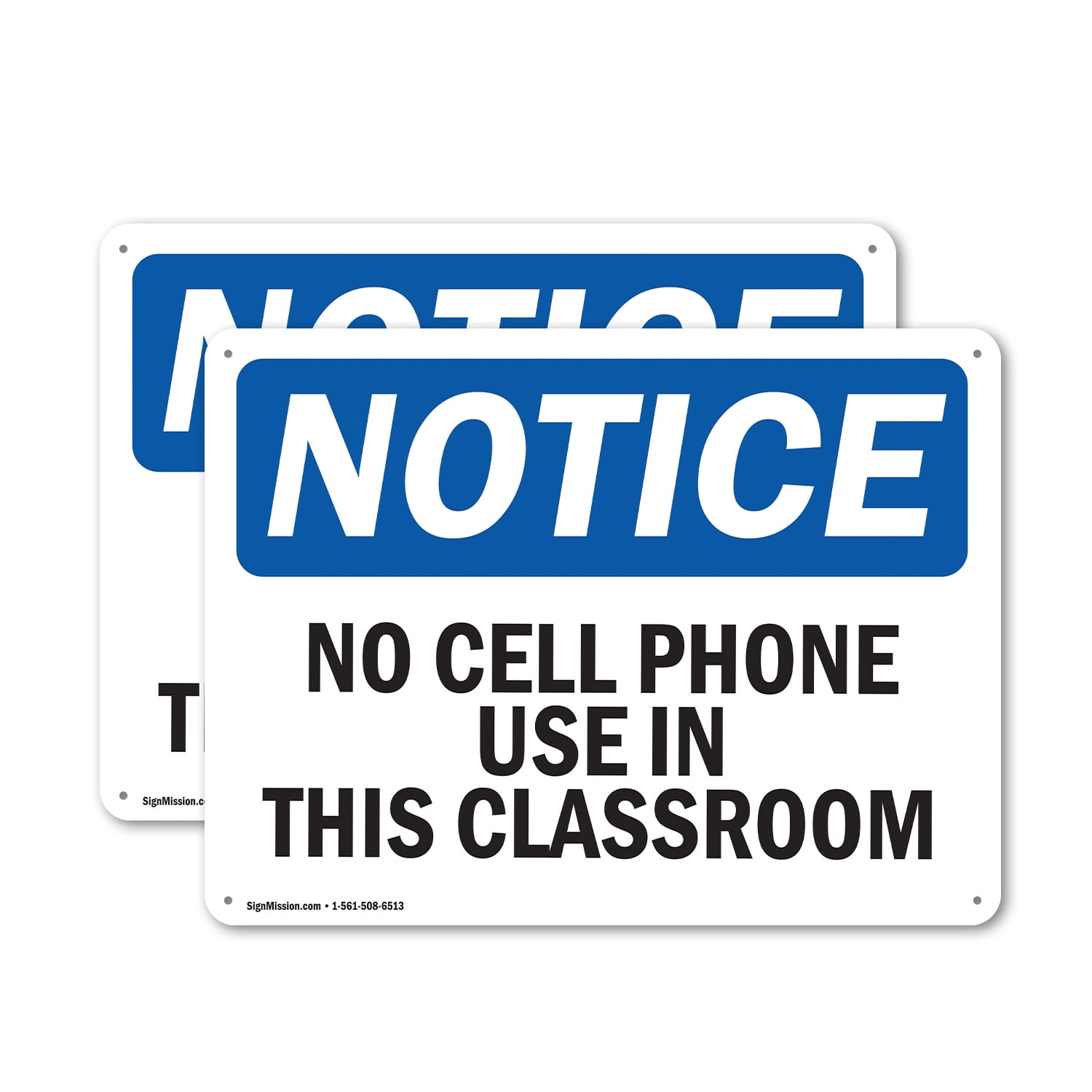 (2 Pack) No Cell Phone Use In This Classroom OSHA Notice Sign 24 Inch X ...