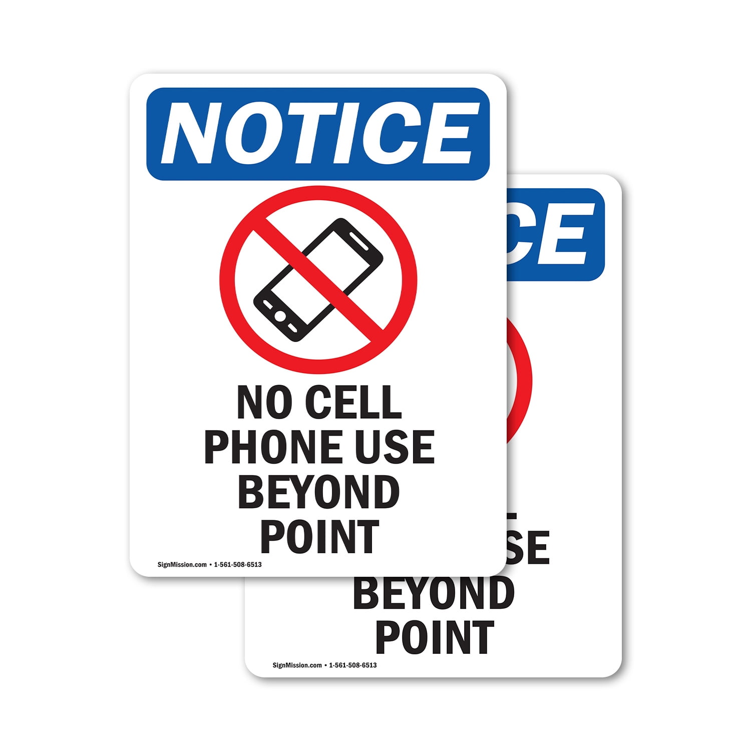 (2 Pack) No Cell Phone Use Sign With Symbol OSHA Notice Sign 5 Inch X 7 ...
