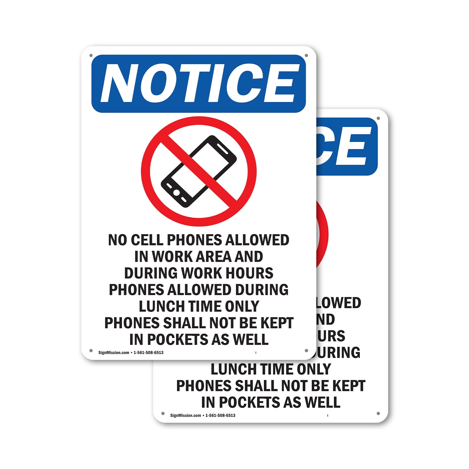 (2 Pack) No Cell Phones Allowed OSHA Notice Sign 10 Inch X 14 Inch ...