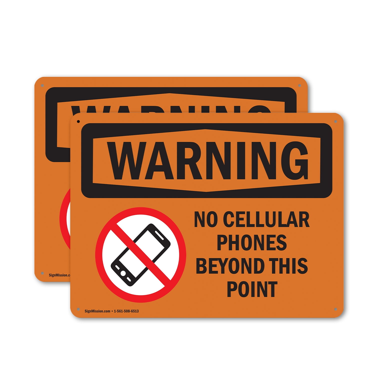 (2 Pack) No Cellular Phones Beyond This Point OSHA Warning Sign 18 Inch ...