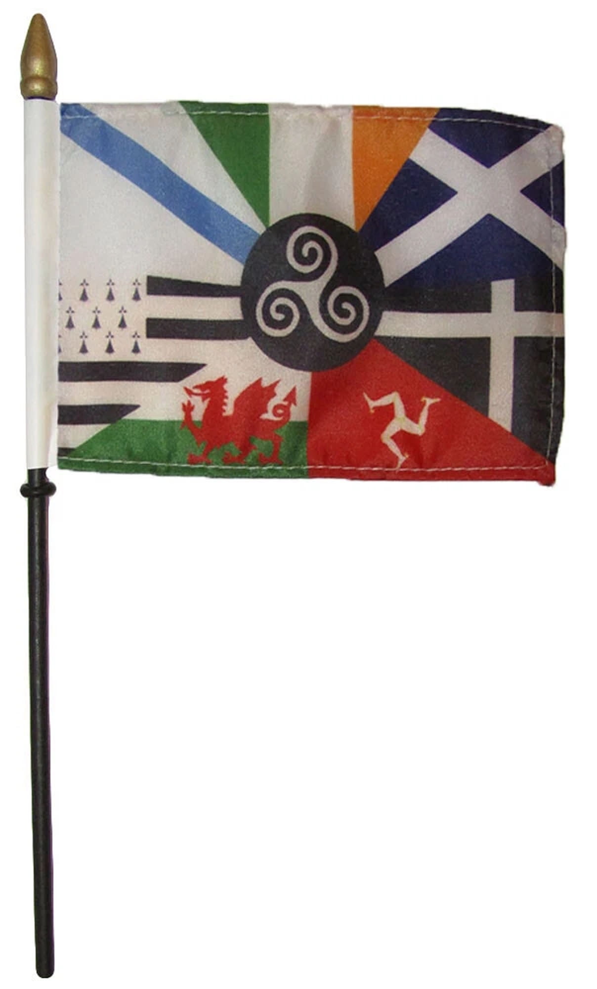 2 Pack Celtic Nations 4"x6" Flag Desk Table Set Wooden Stick Staff ...