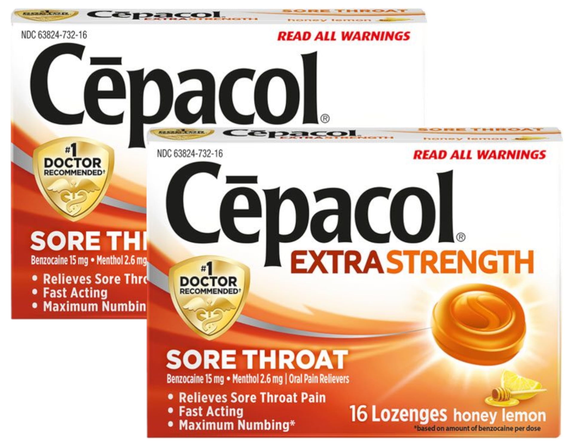 2 Pack Cepacol Extra Strength Sore Throat Honey Lemon 16 Lozenges Each ...