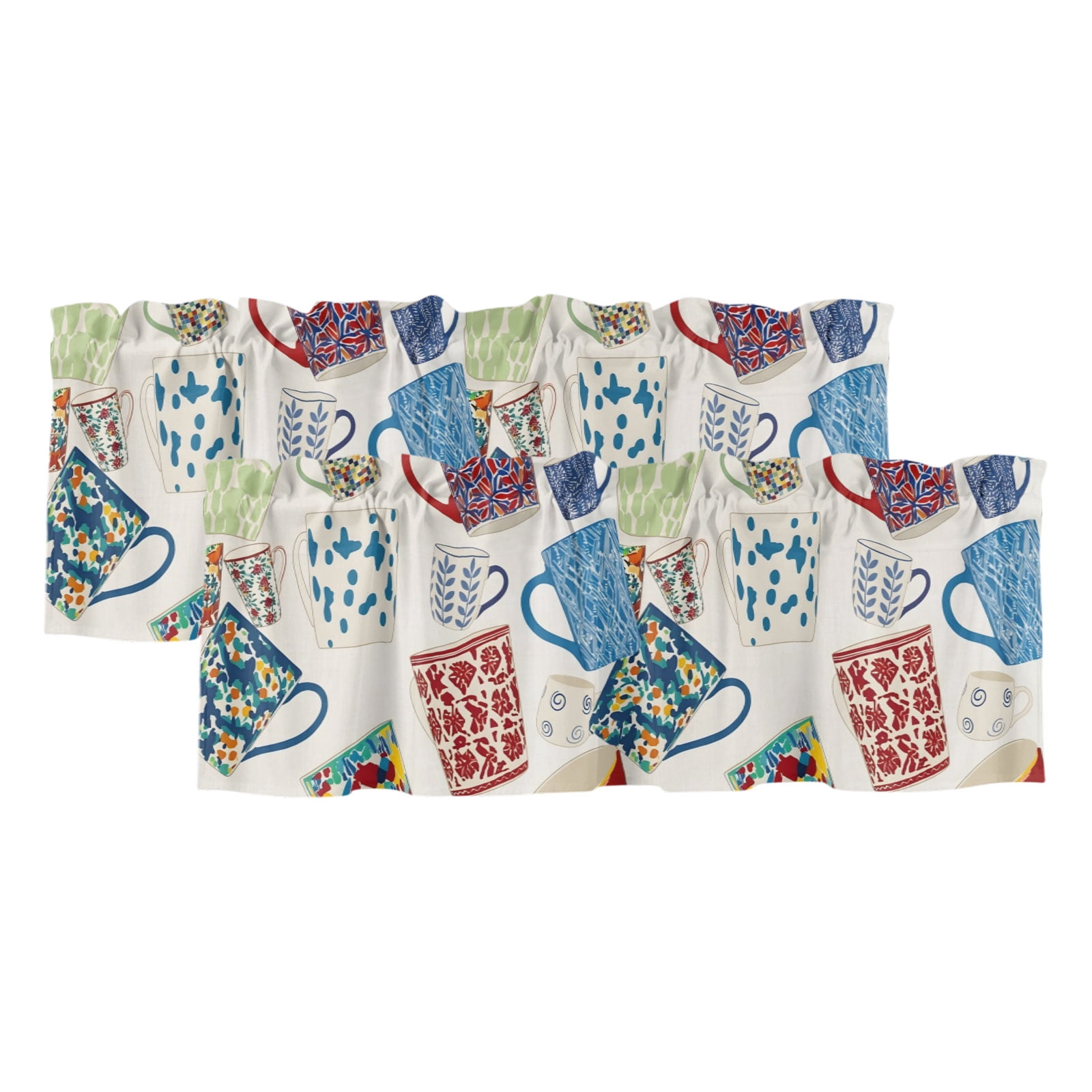 2 Pack Ceramic Mugs Valance for Window Rustic Abstract Rustic Farmhouse ...