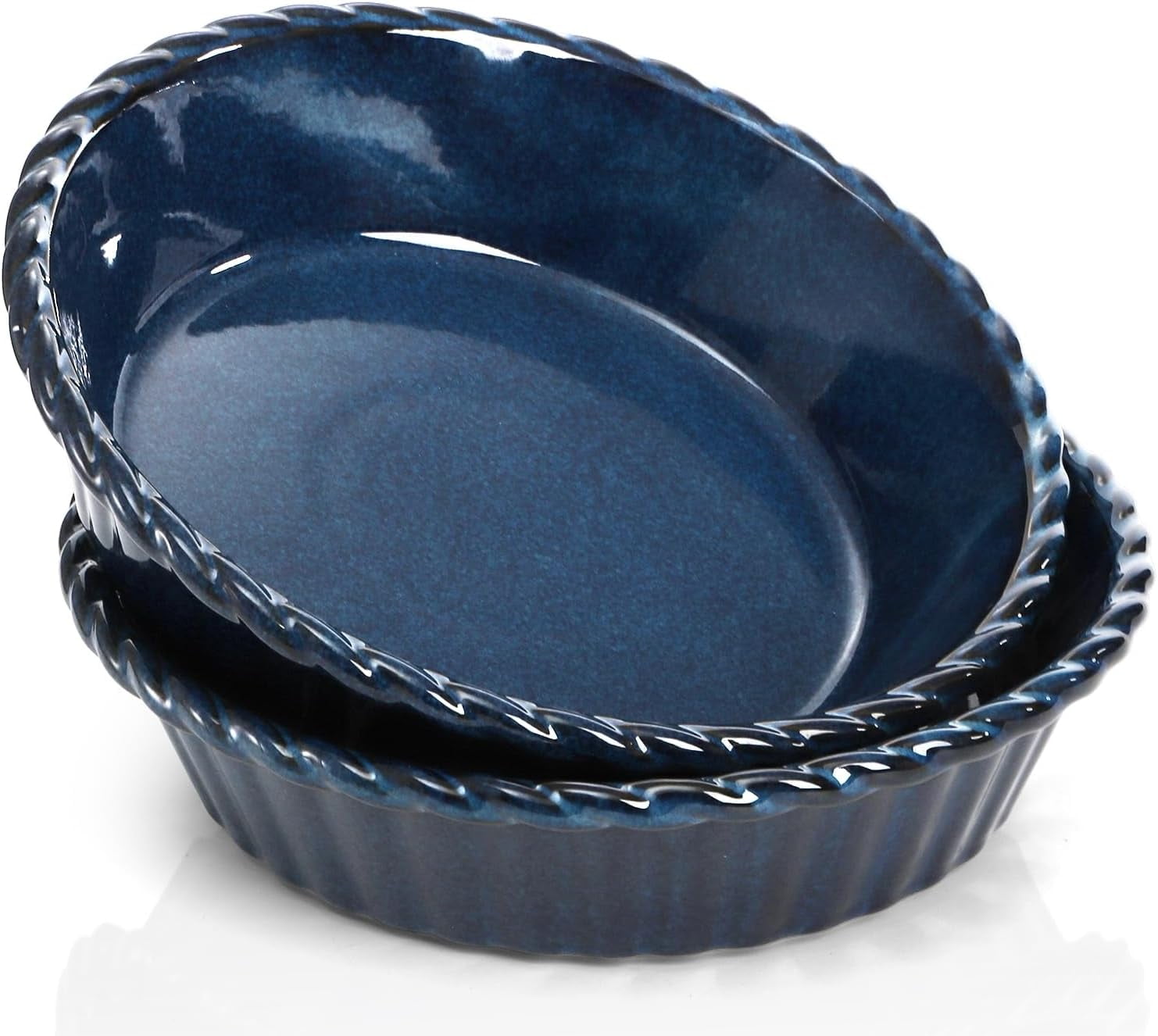 2 Pack Ceramic Pie Pans, 10 Inch Deep Fluted Pie Plate, 54 Ounce Round ...