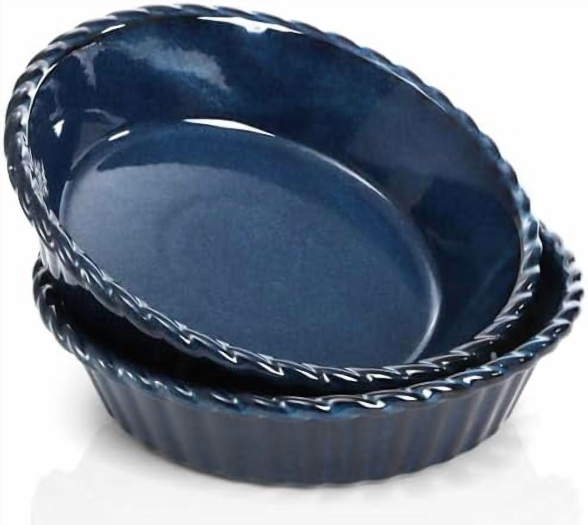2 Pack Ceramic Pie Pans, 10 Inch Deep Fluted Pie Plate, 54 Ounce Round ...