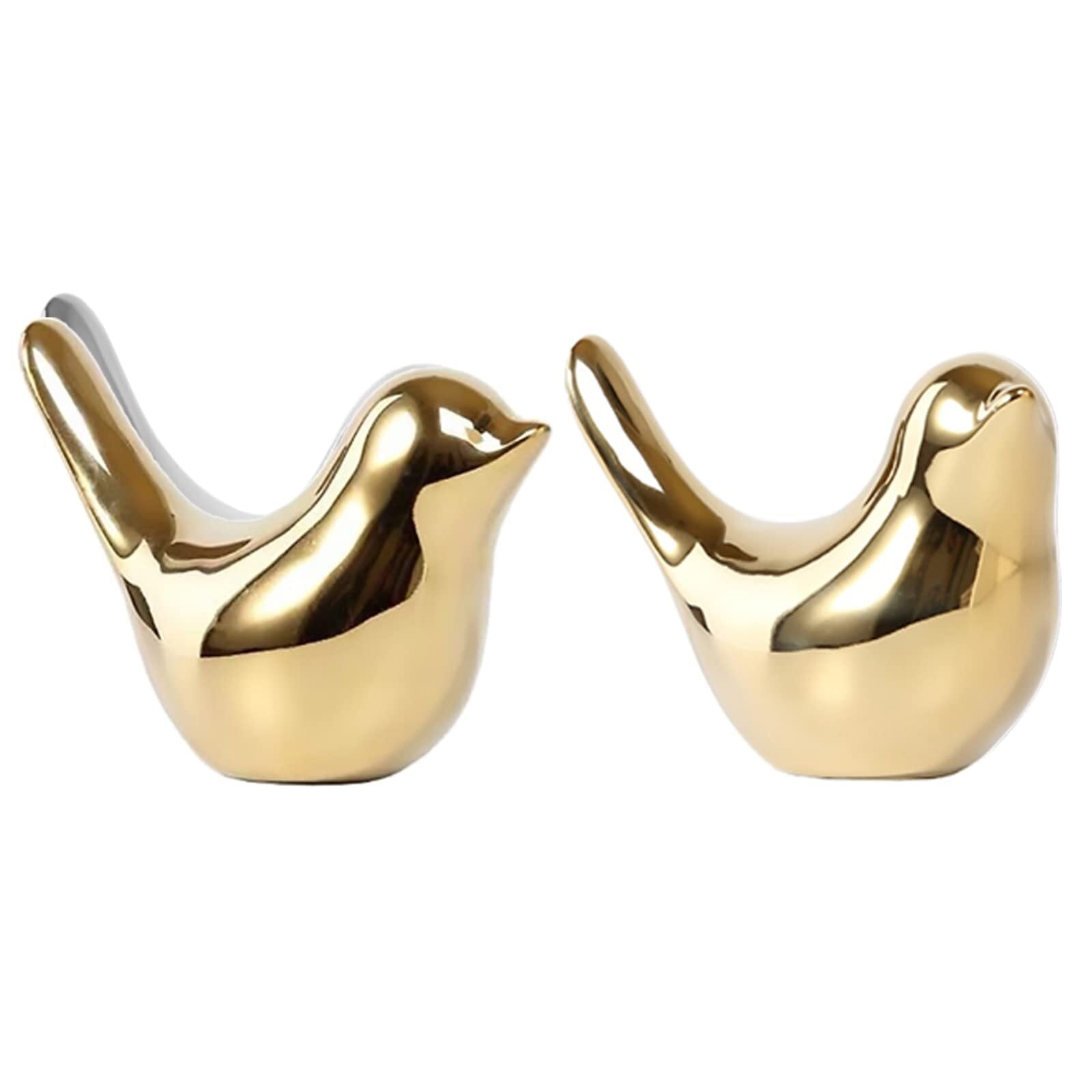 2 Pack Ceramic Silver Bird Figurines Modern Style Birds Statues Room ...