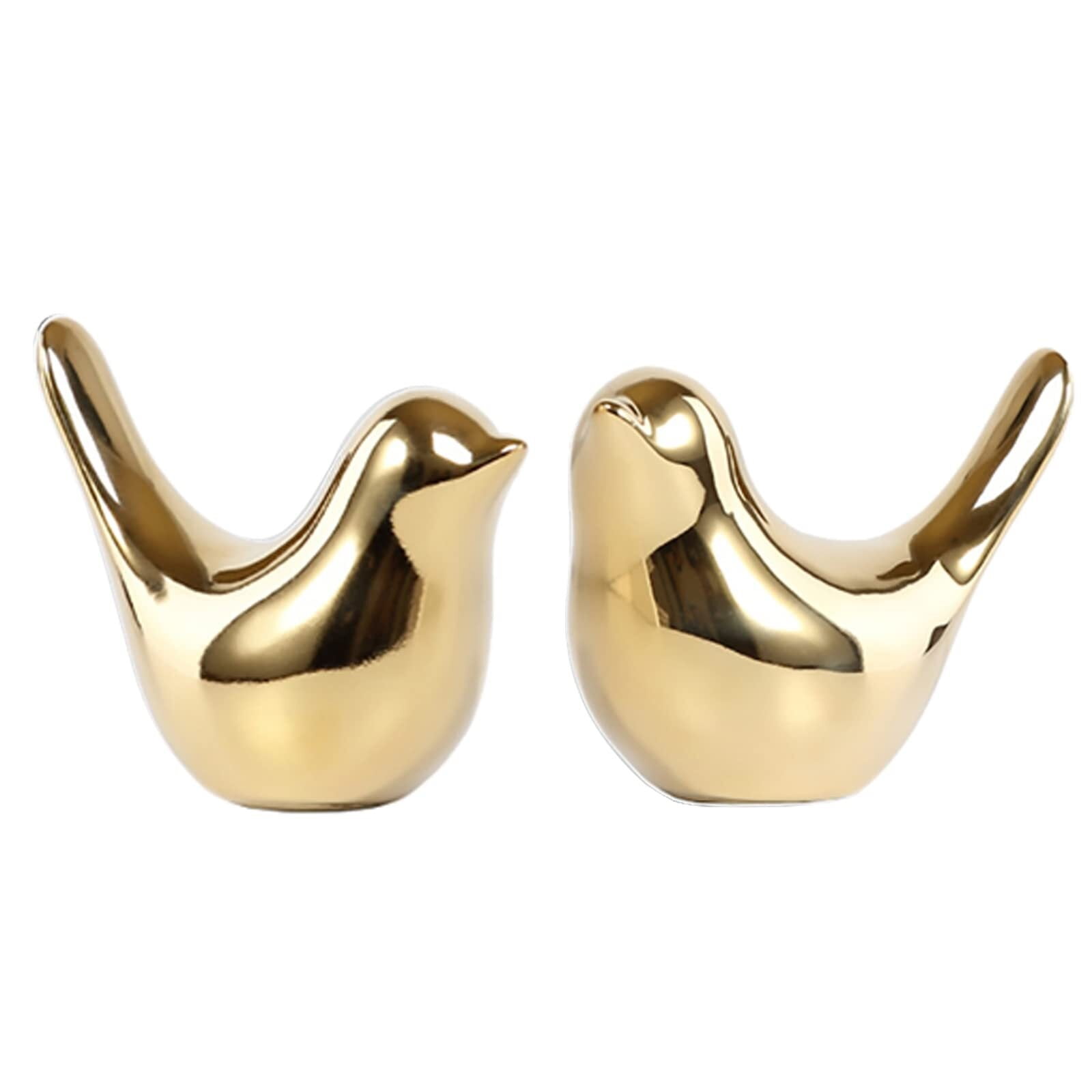 2 Pack Ceramic Silver Bird Figurines Modern Style Birds Statues Room ...