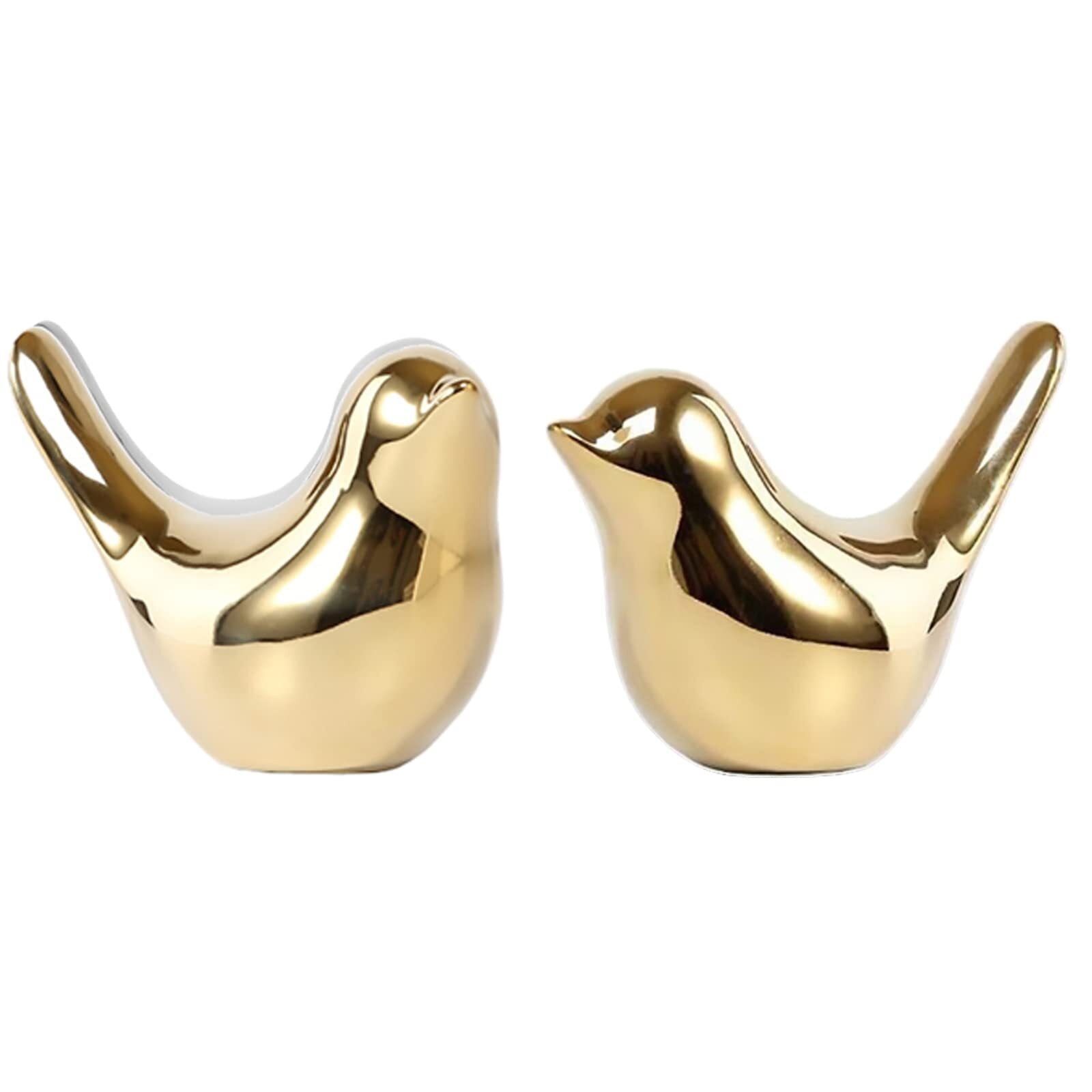 2 Pack Ceramic Silver Bird Figurines Modern Style Birds Statues Room ...