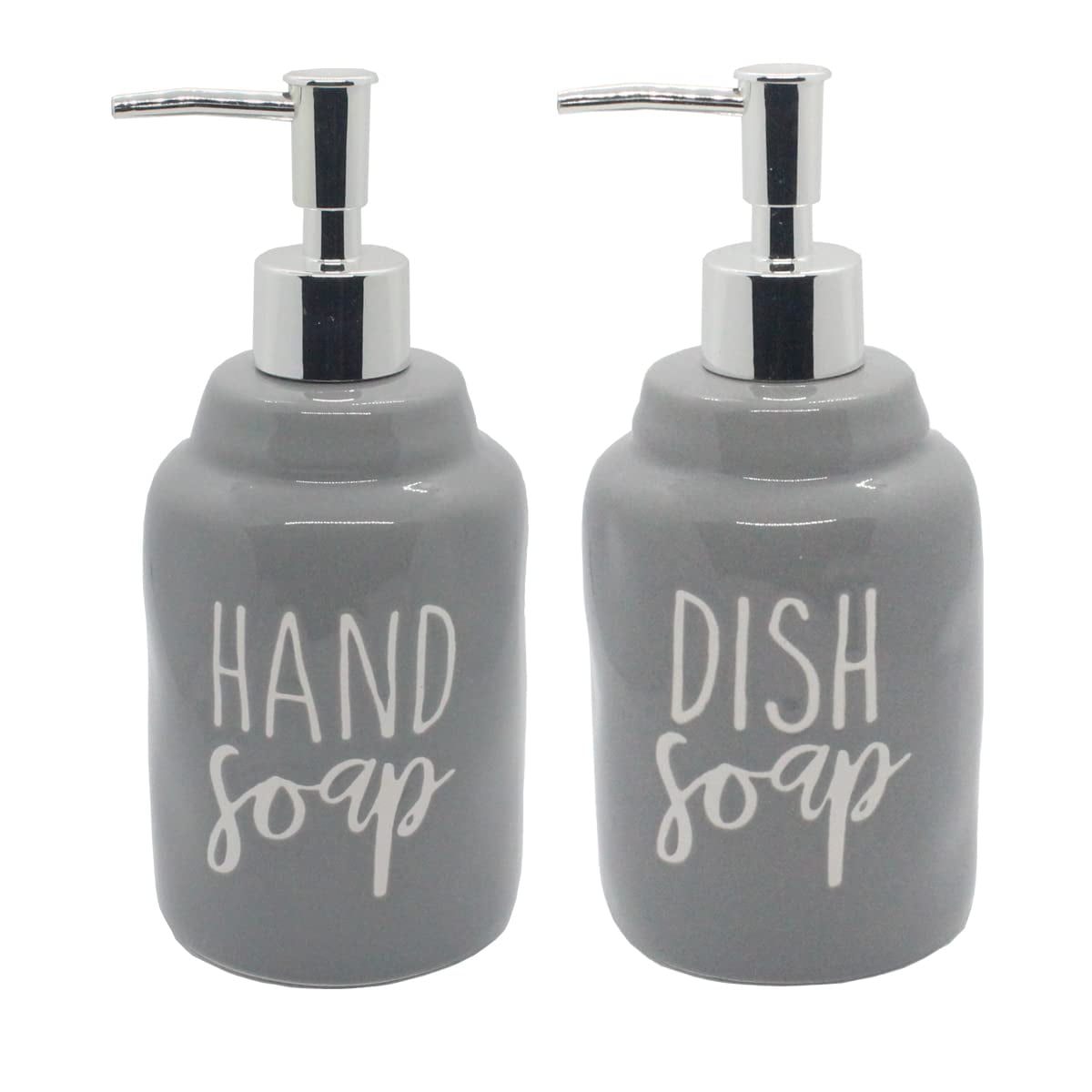 2 Pack Ceramics Hand Soap and Dish Soap Dispenser Set for Kitchen and ...
