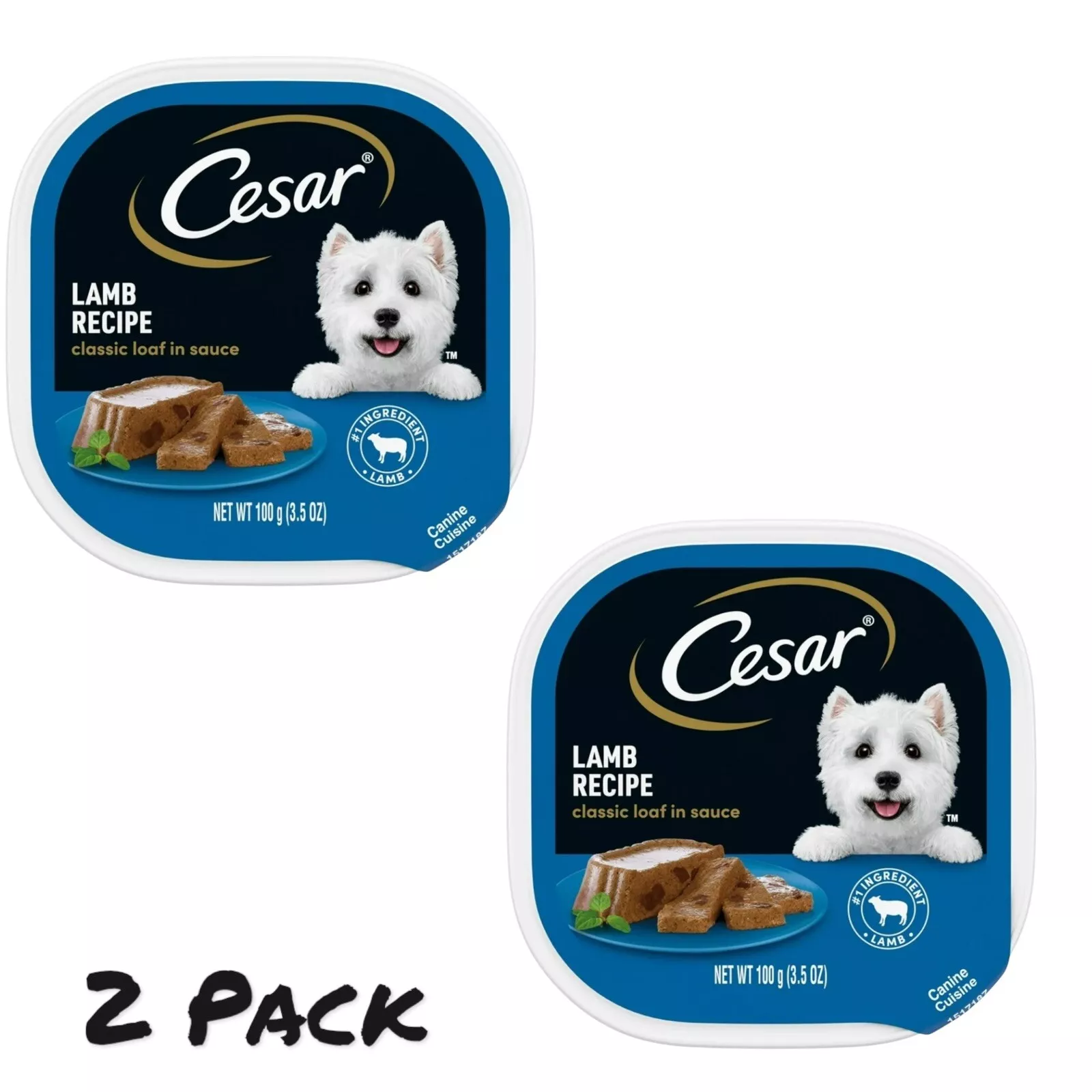 Cesar Wet Dog Food, Lamb Recipe, 3.5 Oz, 2 Pack, Fortified with ...