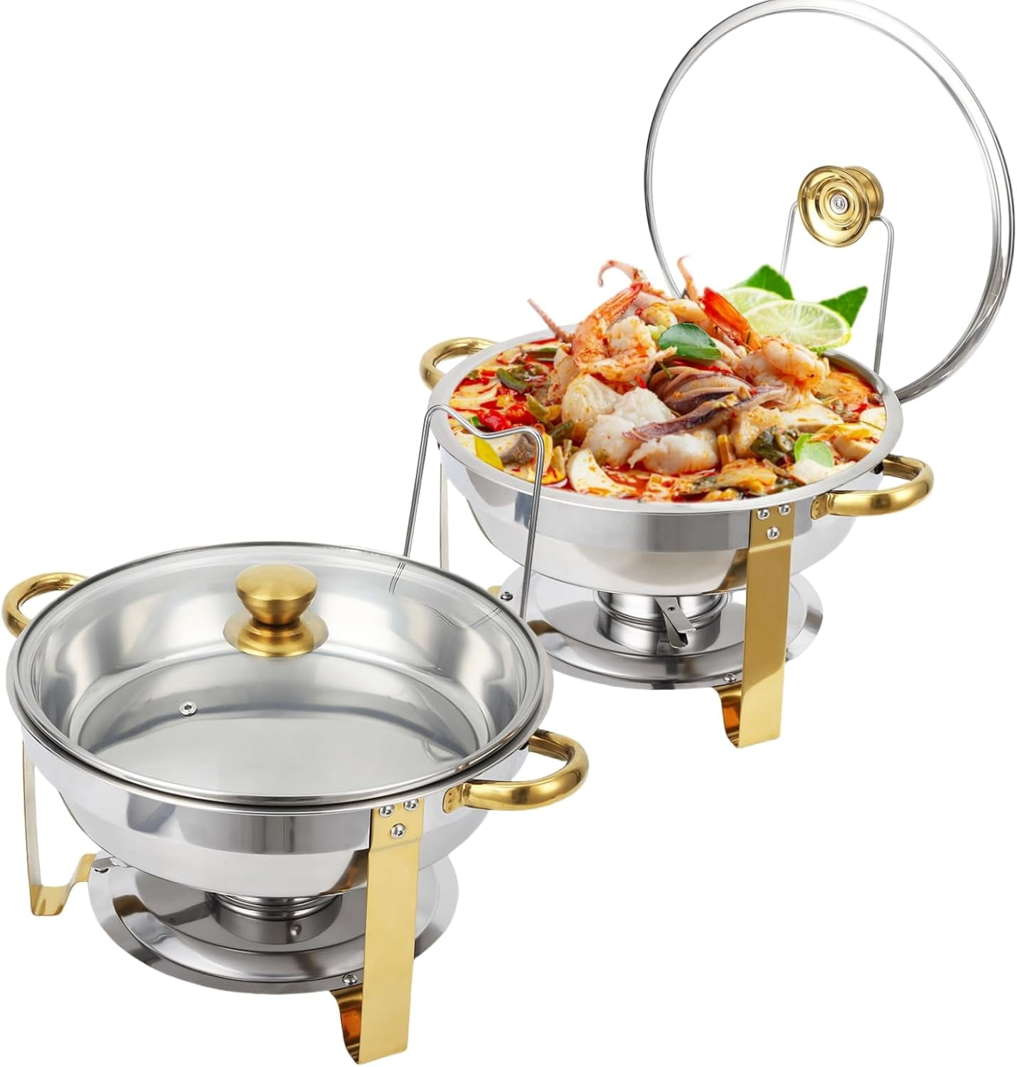 2 Pack Chafing Dish Buffet Set, 5QT Stainless Steel Chafer for Catering ...