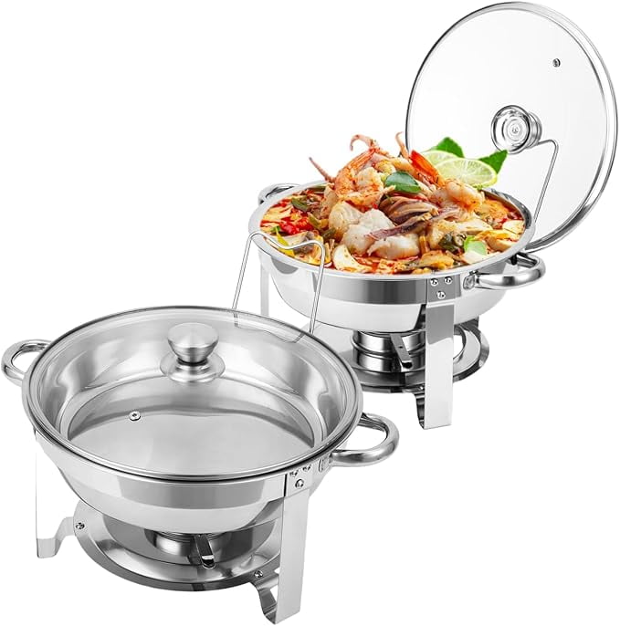 2 Pack Chafing Dish Buffet Set, 5QT Stainless Steel Chafer for Catering ...
