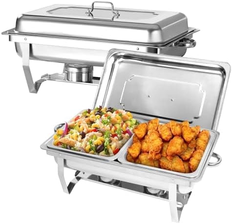 2 Pack Chafing Dish Buffet Set, 8 QT Stainless Steel Catering Serve ...
