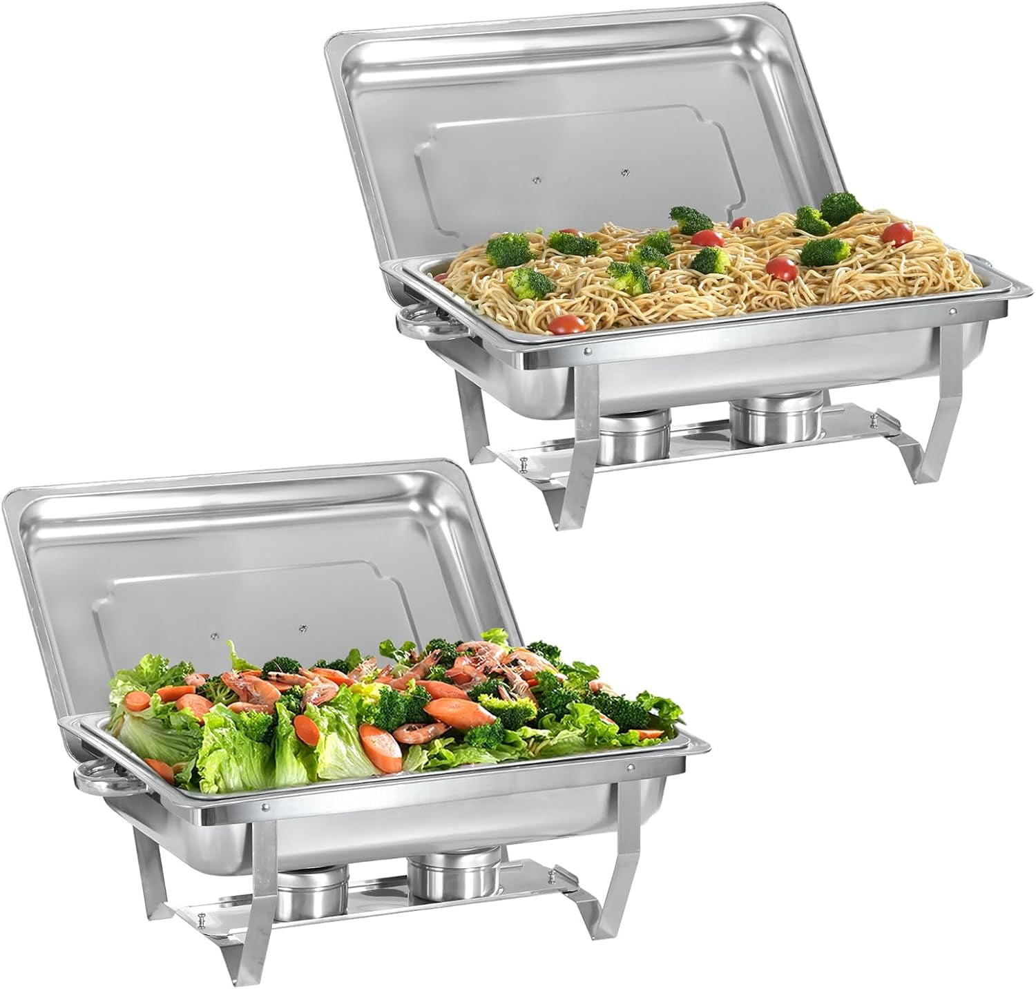 2 Pack Chafing Dish Buffet Set, Stainless Steel Rectangular Full Size 8 ...