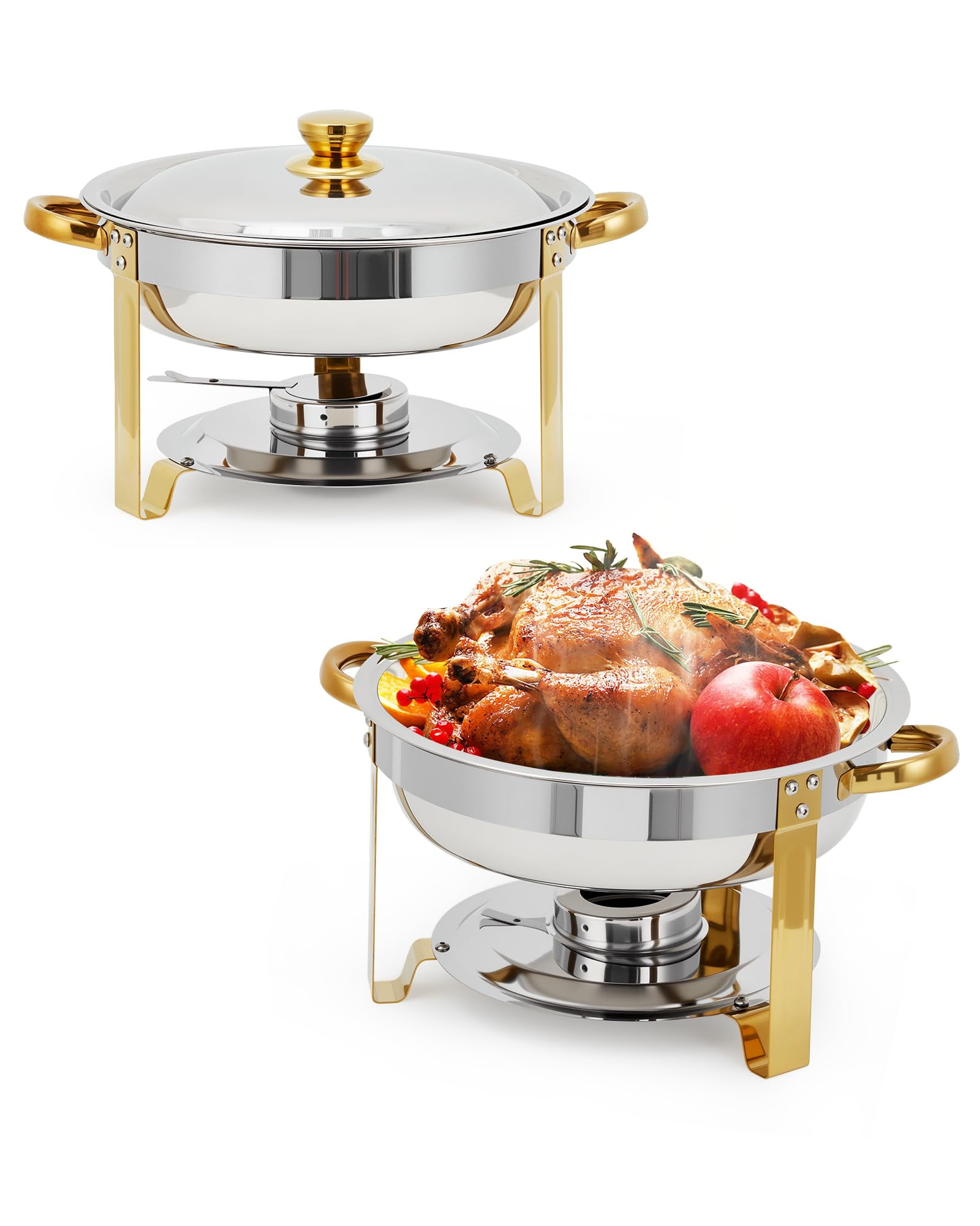 2 Pack Chafing Dishes,5QT Stainless Steel Buffet Servers with Lid ...