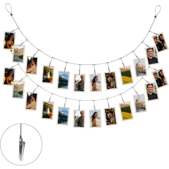 2 Pack Chain Photo Clip Hanging Photo Display Wall Photo Display Metal ...