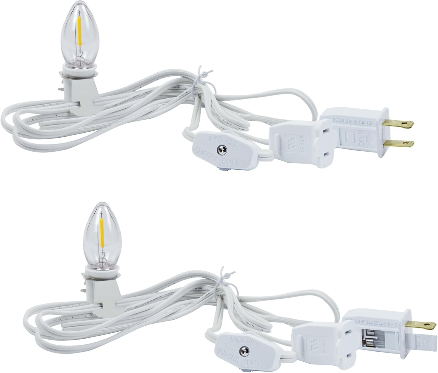 2 Pack Chainable Accessory Cord with C7 LED Light Bulb, 6 Ft Indoor ...