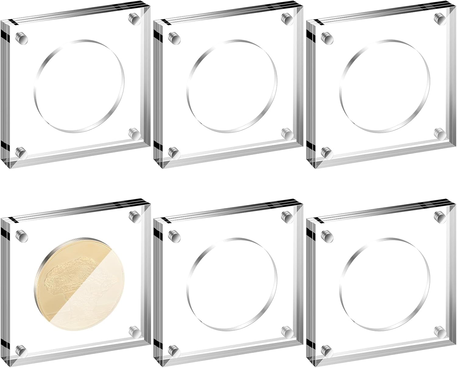 2 Pack Challenge Coin Display Holder Case Square Shape Acrylic Coin ...