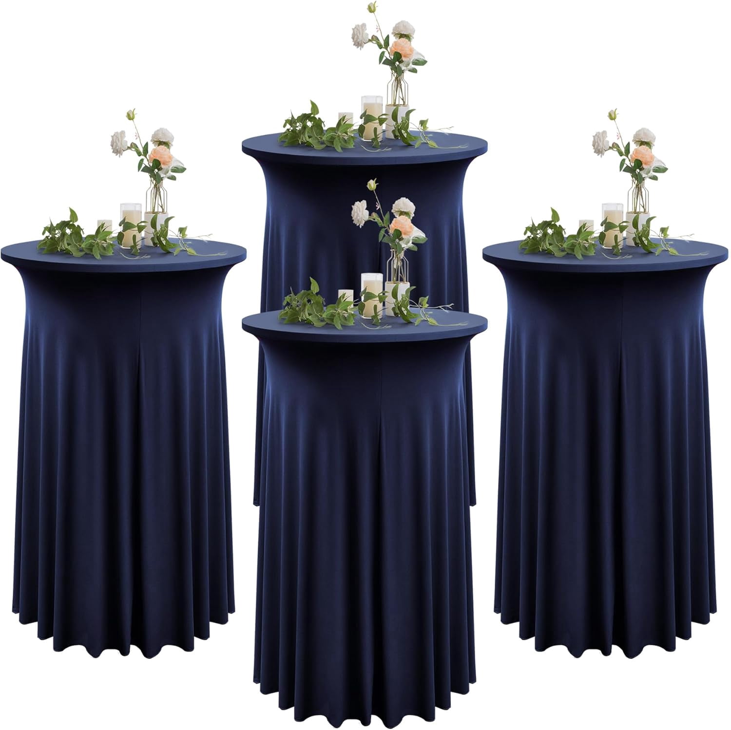 2-Pack Champagne Spandex Cocktail Tablecloths 32"x43", Wrinkle-Free ...
