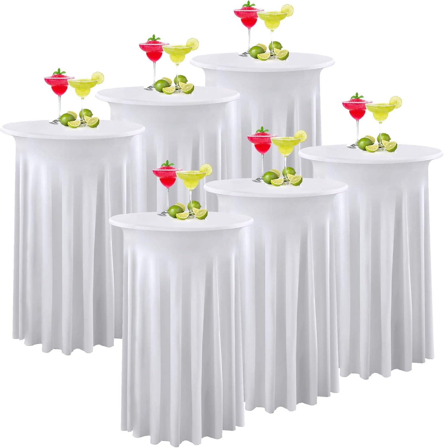 2-Pack Champagne Spandex Cocktail Tablecloths 32"x43", Wrinkle-Free ...