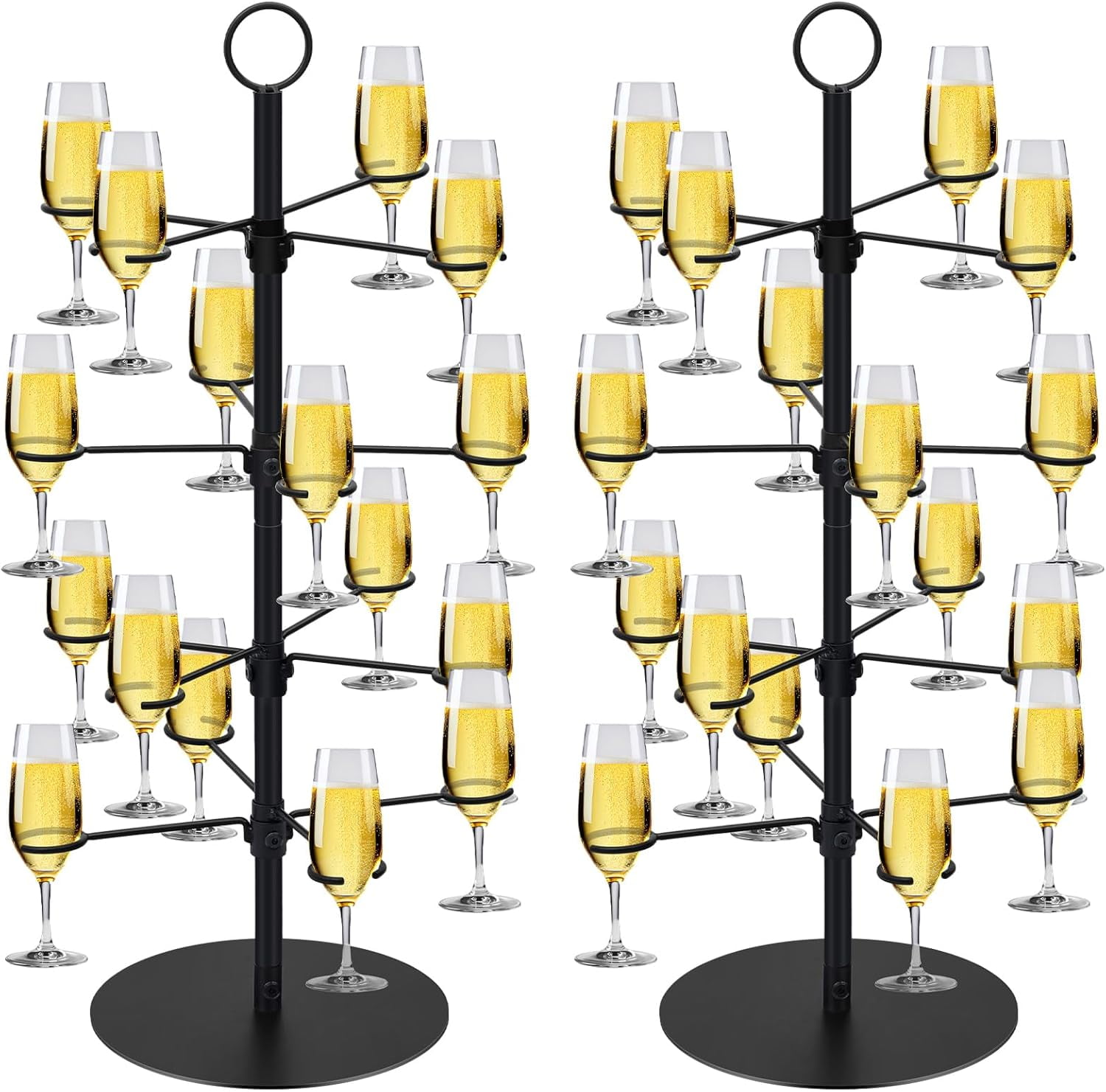 2 Pack Champagne Tower 4 Tier 32 Holders Metal Cocktail Tree Stand 2.3 ...