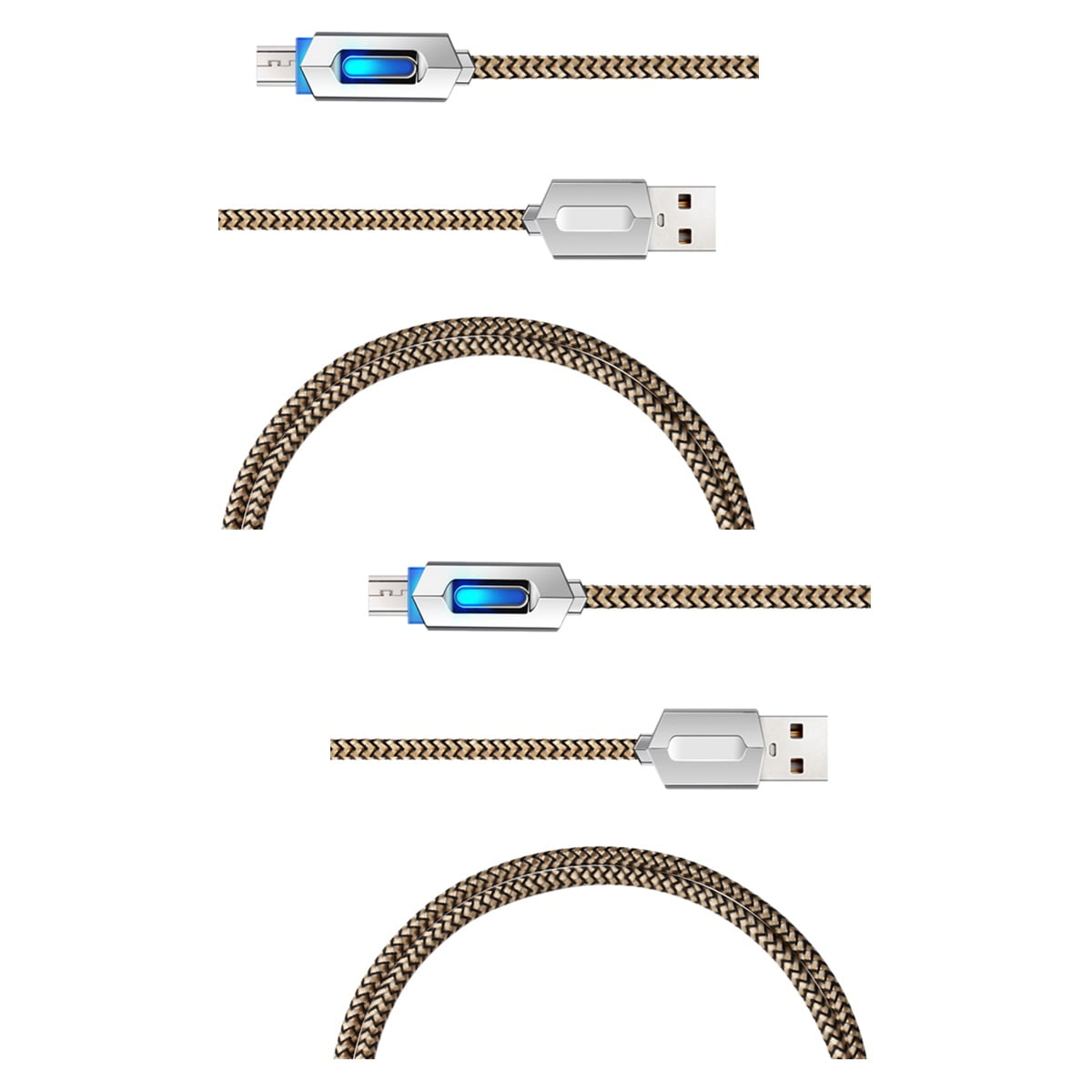 Set of 2 Braided USB Cord Micro Right Angle Compatible Cable with ...
