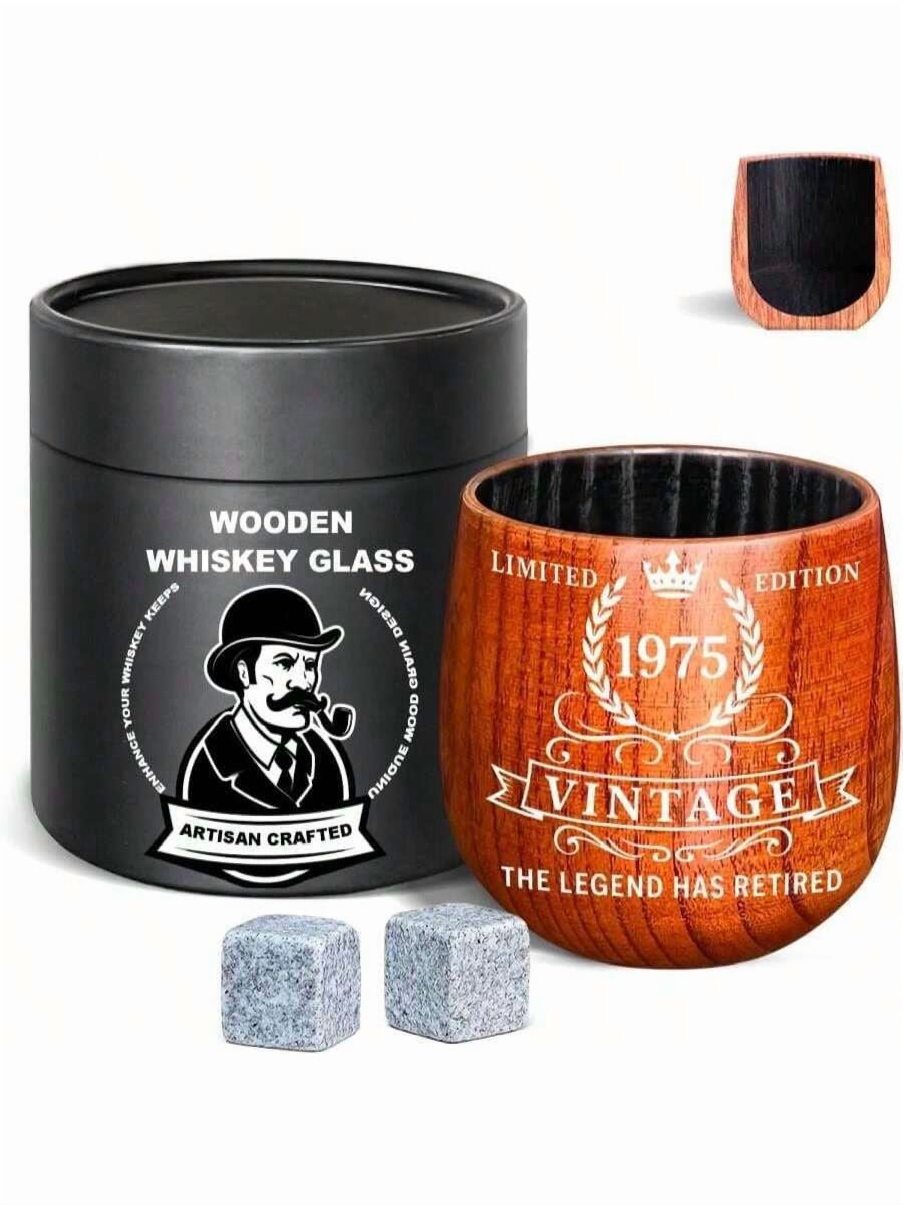 2 Pack Charred Wooden Whiskey Glasses – Bourbon Tumblers For Men With ...
