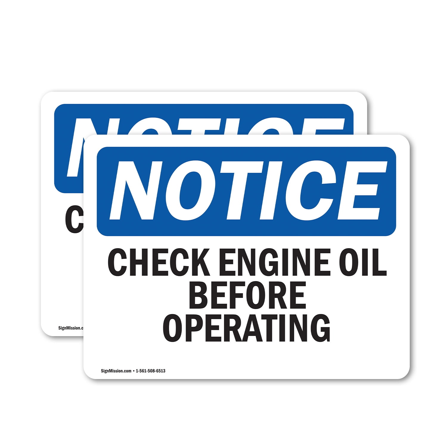 (2 Pack) Check Engine Oil Before Operating OSHA Notice Sign 24 Inch X ...