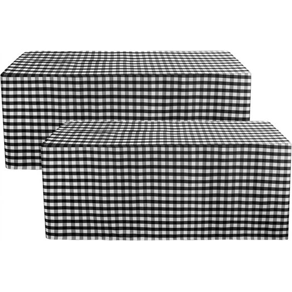 2 Pack Checkered Fitted Tablecloths - 48 x 24 Inch Rectangle Table ...