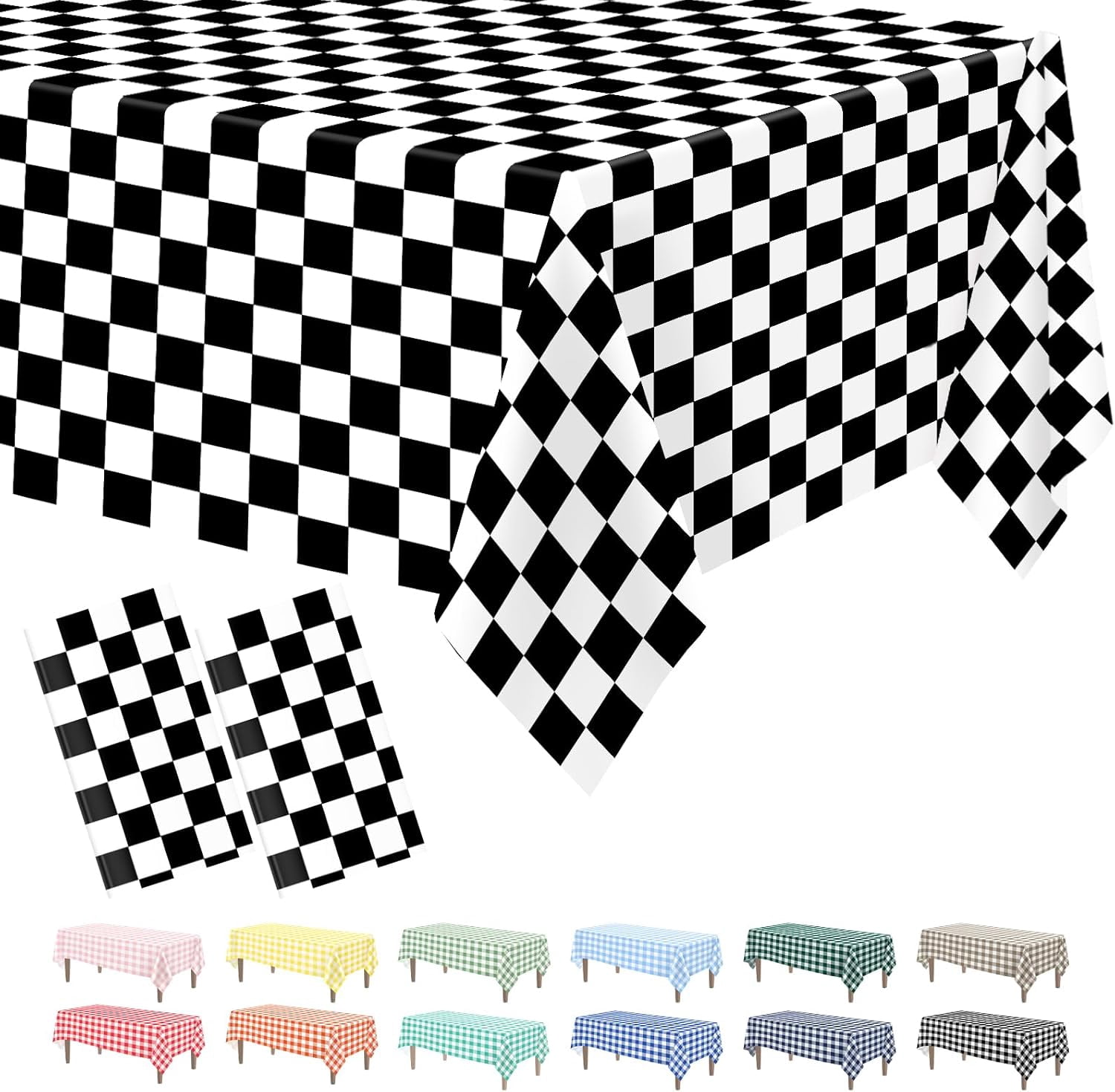 2 Pack Checkered Tablecloths 54x108 Inches Black and White Gingham ...