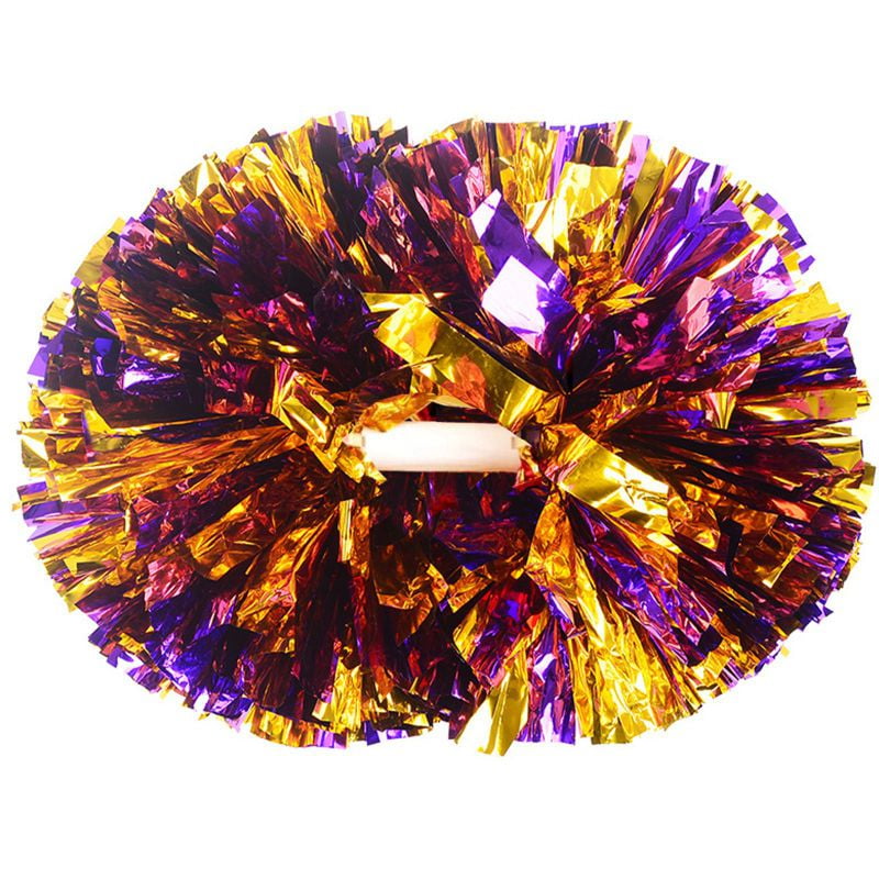 2 Pack Cheerleading Pom Poms with Baton Handle for Team Spirit Sports ...