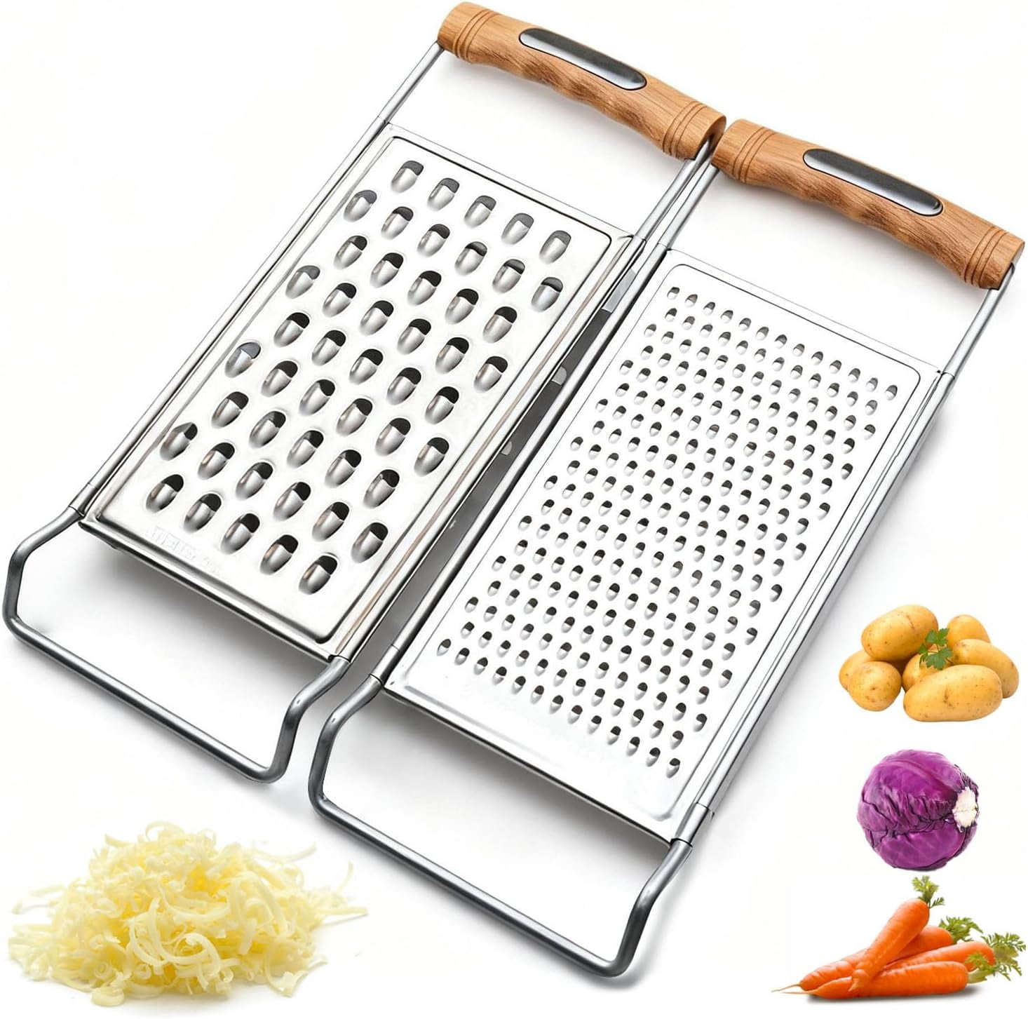 2 Pack Cheese Grater Handheld,Stainless Steel Zester Set of 2, Kitchen ...