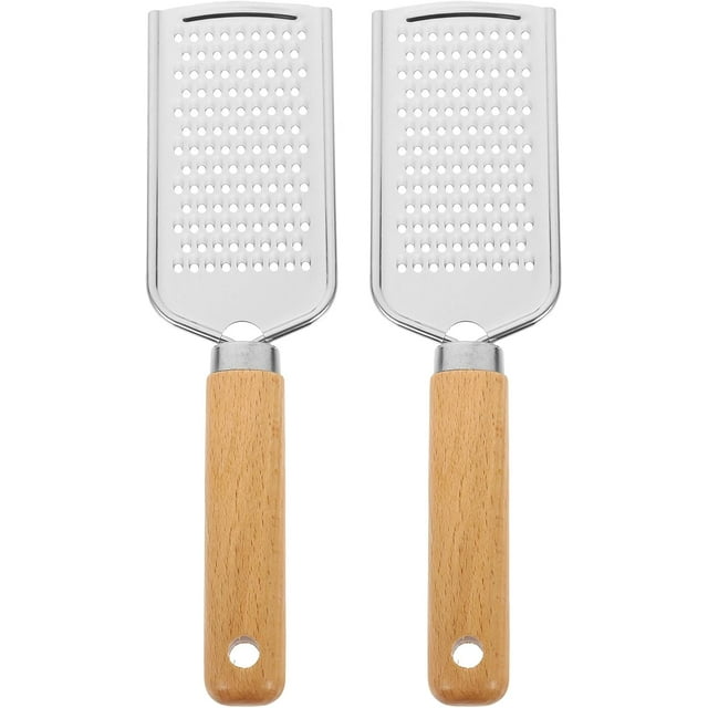 2 Pack Cheese Graters with Wooden Handle Stainless Steel Citrus Zester ...