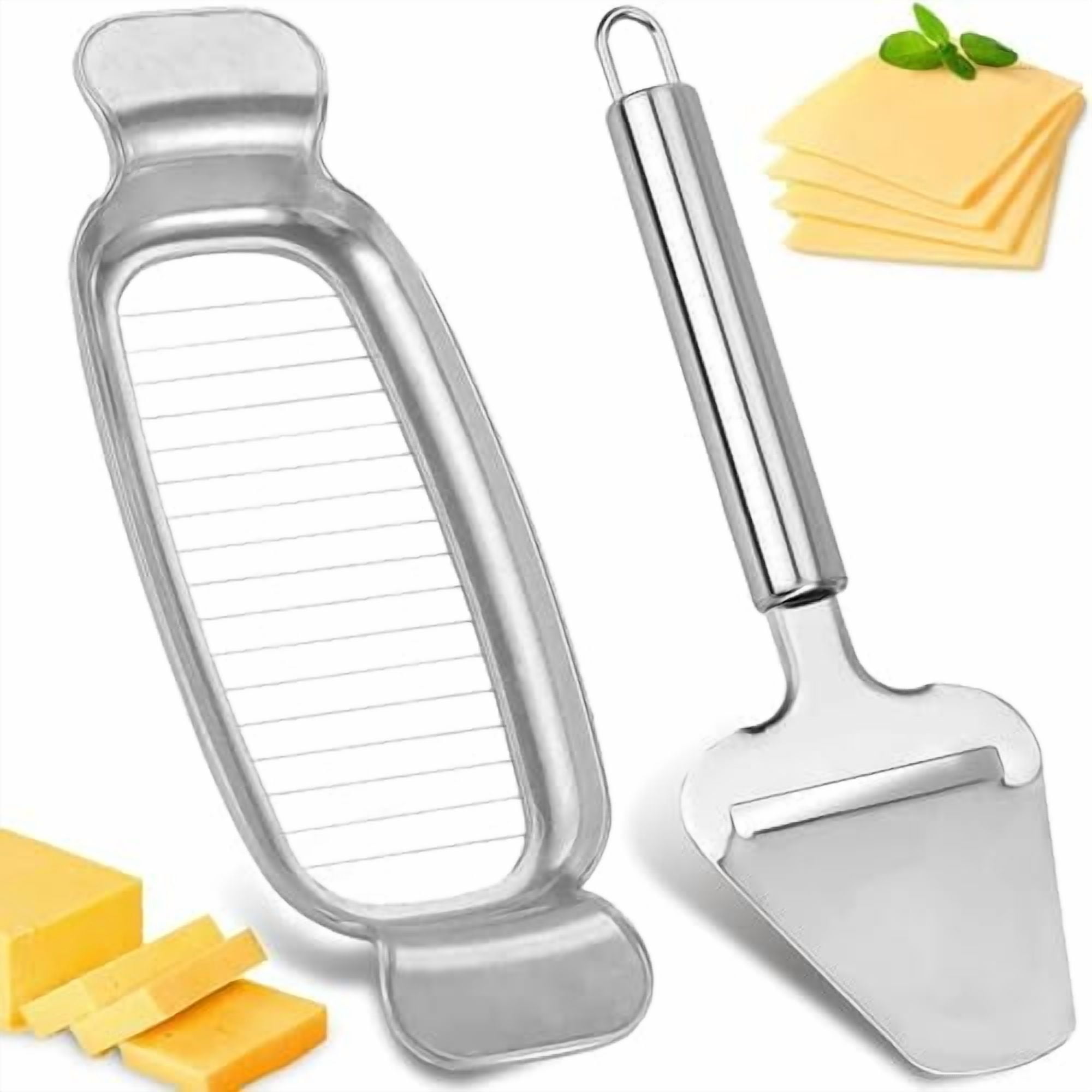 2 Pack Cheese Slicers, Stainless Steel Wire Butter Slicer Cutter with ...