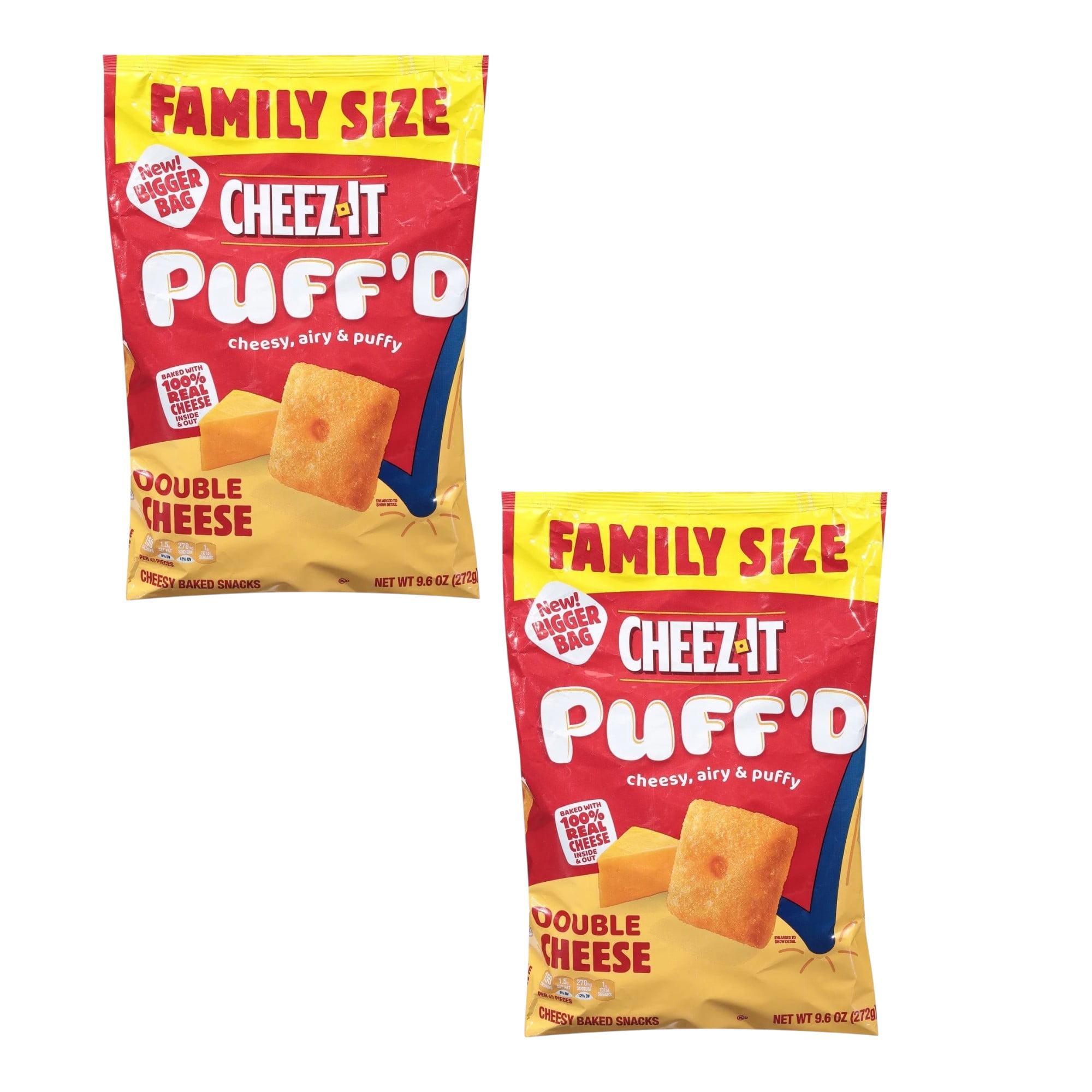 ( 2 Pack ) Cheez-It Cheesy Puff'd Baked Snacks, Double Cheese, Family ...