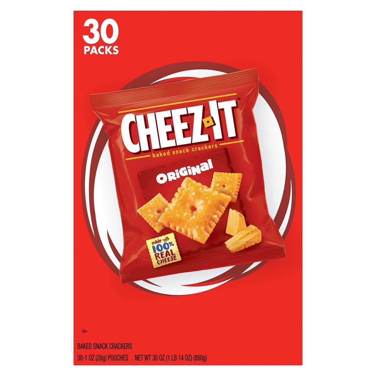 Cheez-It Original Cheese Crackers, 30 oz - 30 ct (Pack of 2) - Walmart.com