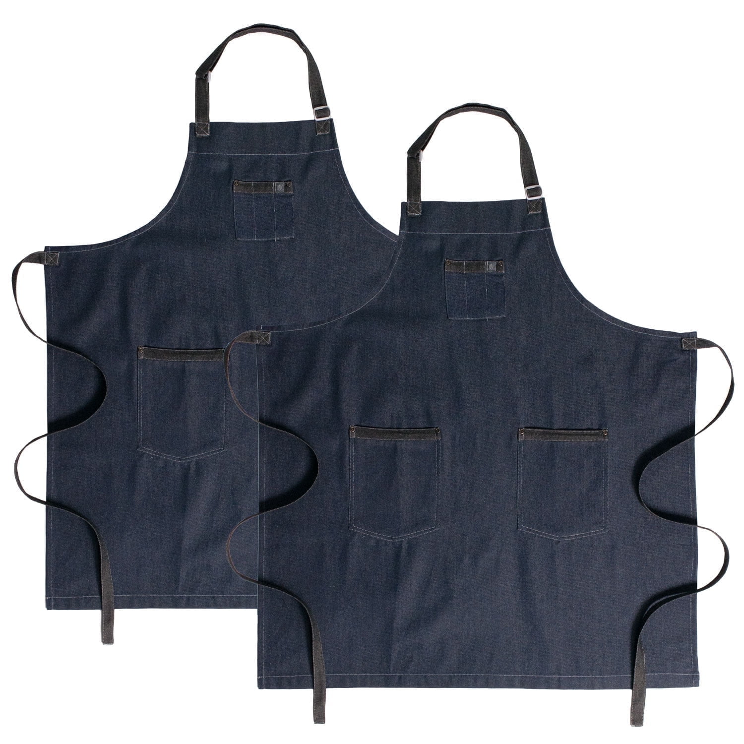 2-Pack Chef Code Denim 3-Pocket Bib Apron with Adjustable Neck Strap ...