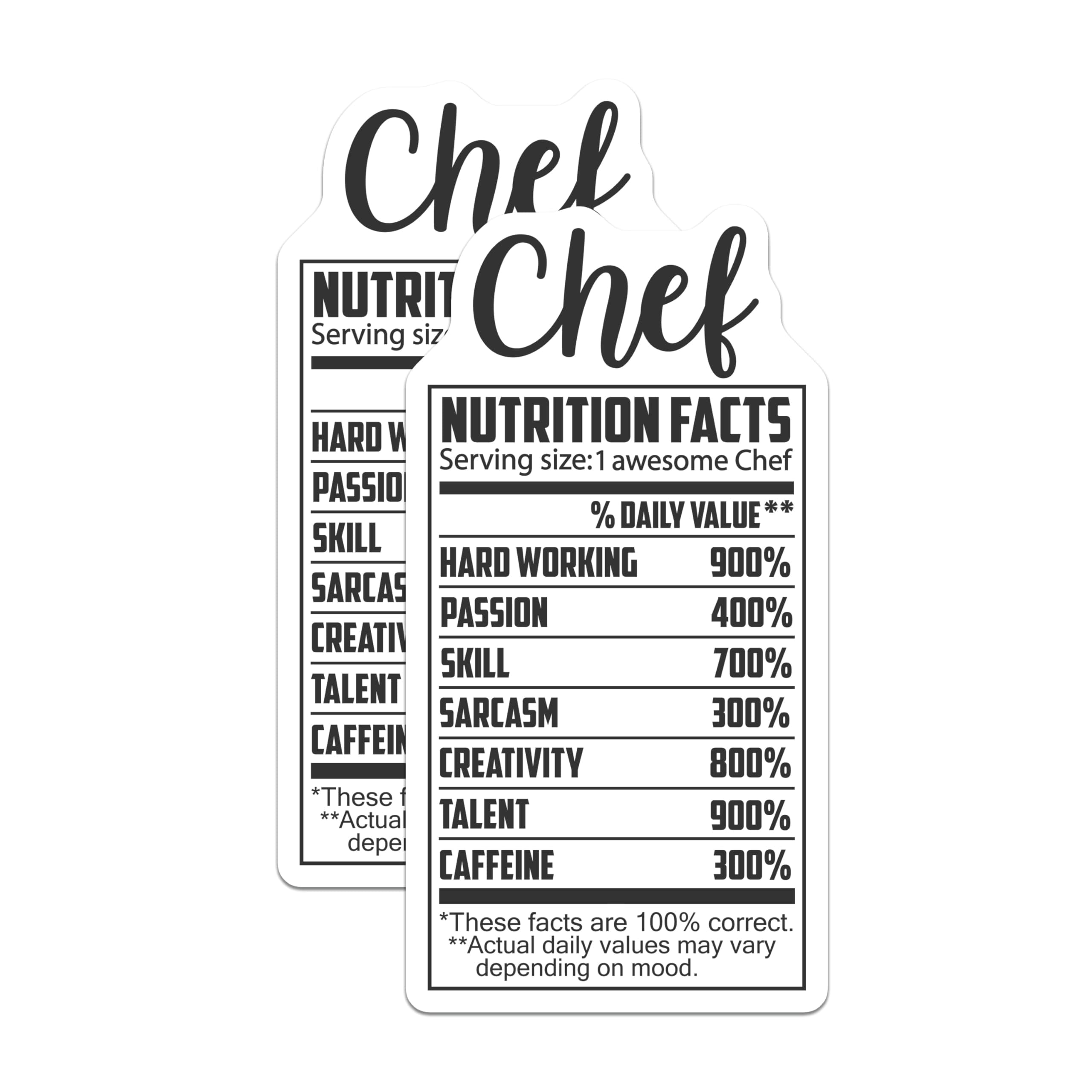 (2 Pack) Chef Nutrition Facts Magnets - Funny Kitchen Decor - Culinary ...