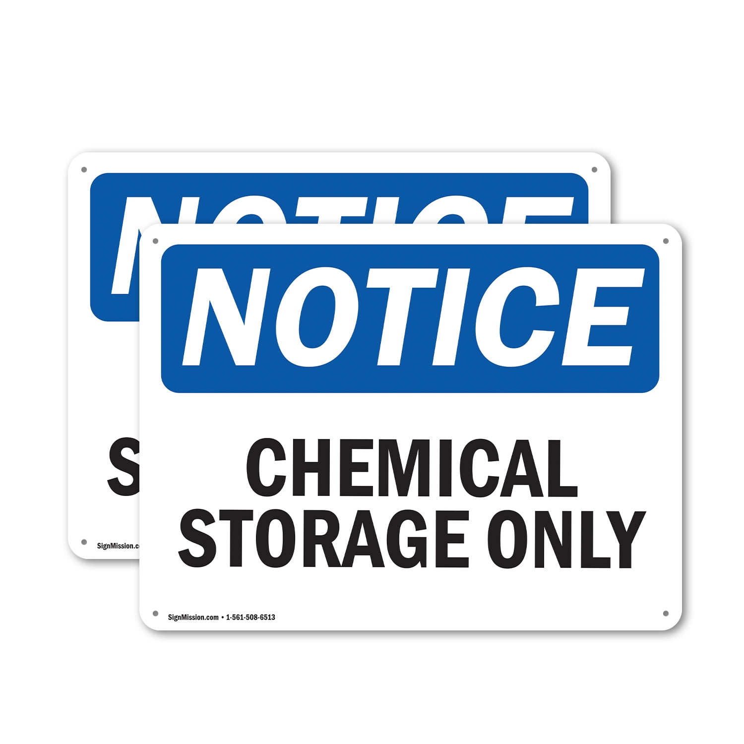(2 Pack) Chemical Storage Only OSHA Notice Sign 10 Inch X 7 Inch Indoor ...