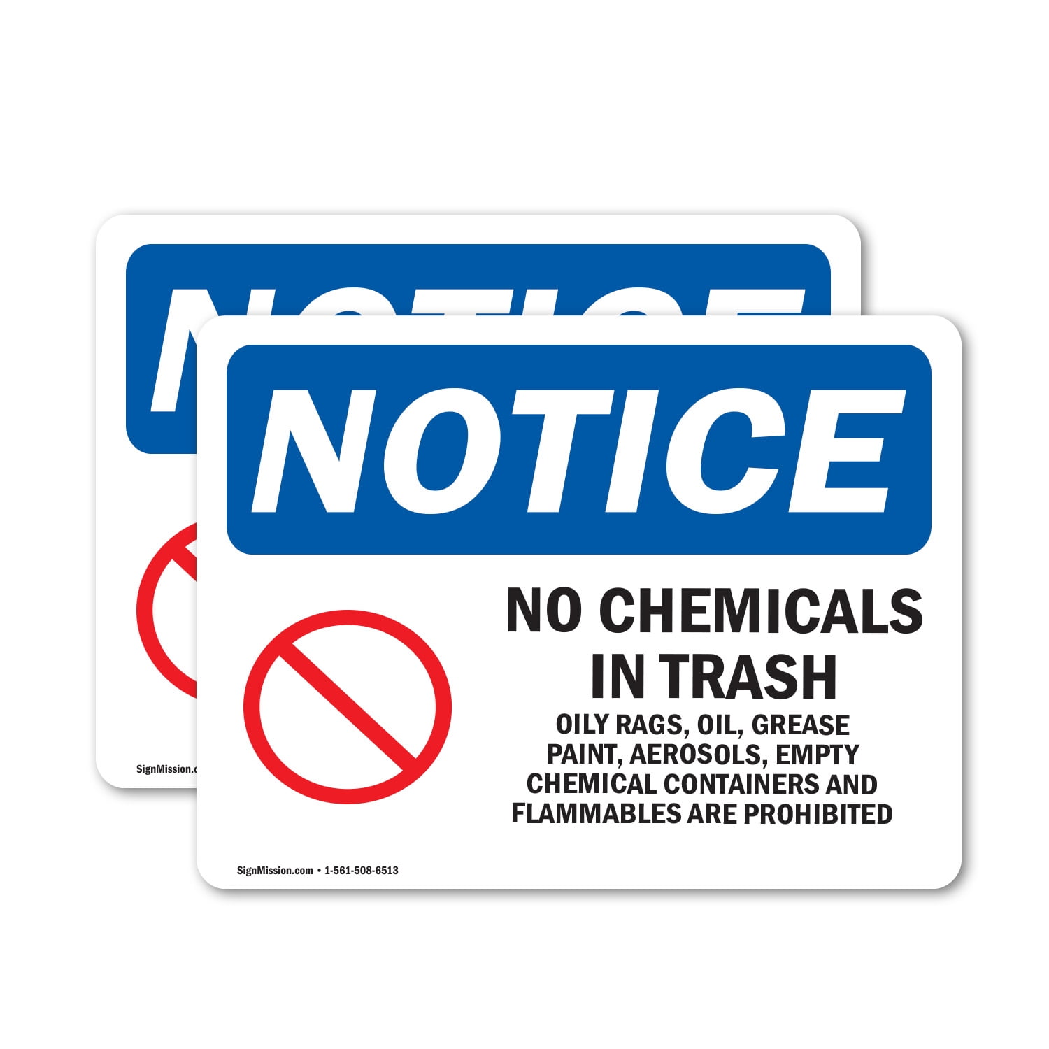 (2 Pack) No Chemicals In Trash OSHA Notice Sign 10 Inch X 7 Inch ...