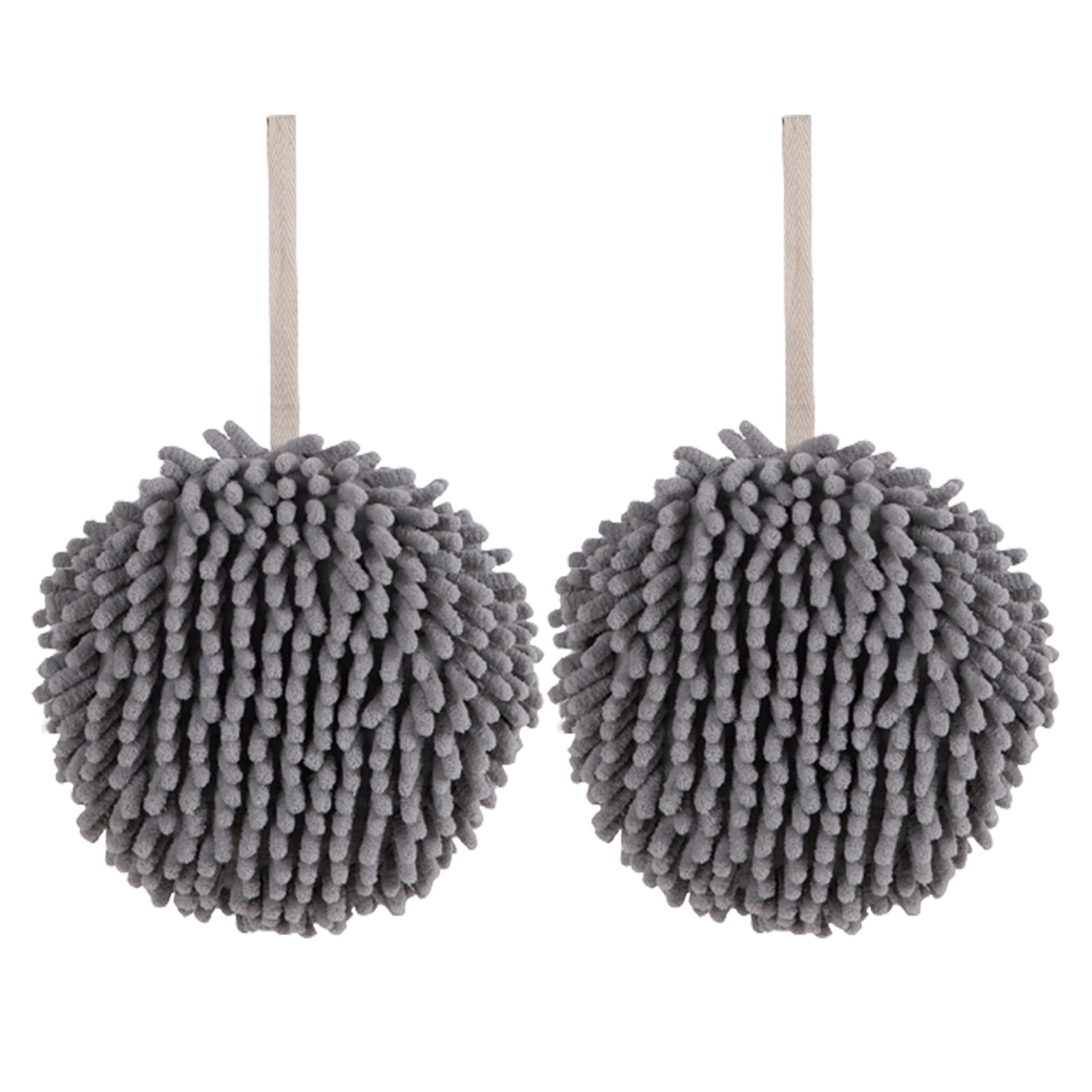 2 Pack Chenille Hand Towel Balls, Bathroom Kitchen Hanging Soft Quick ...
