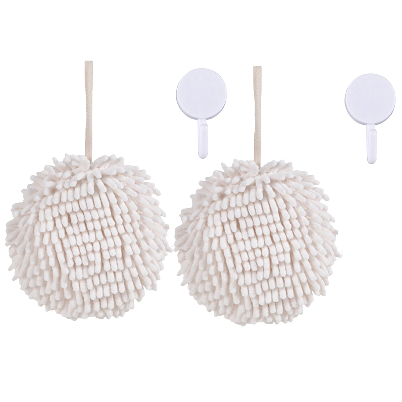 2 Pack Chenille Hand Towels, Absorbent Hanging Hand Towel Ball for ...