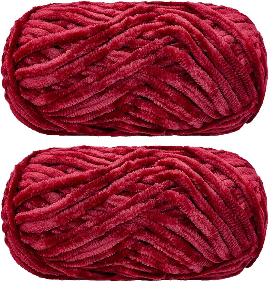 2 Pack Chenille Velvet Yarn Knitting Wool Thick Warm Crochet Knitting ...