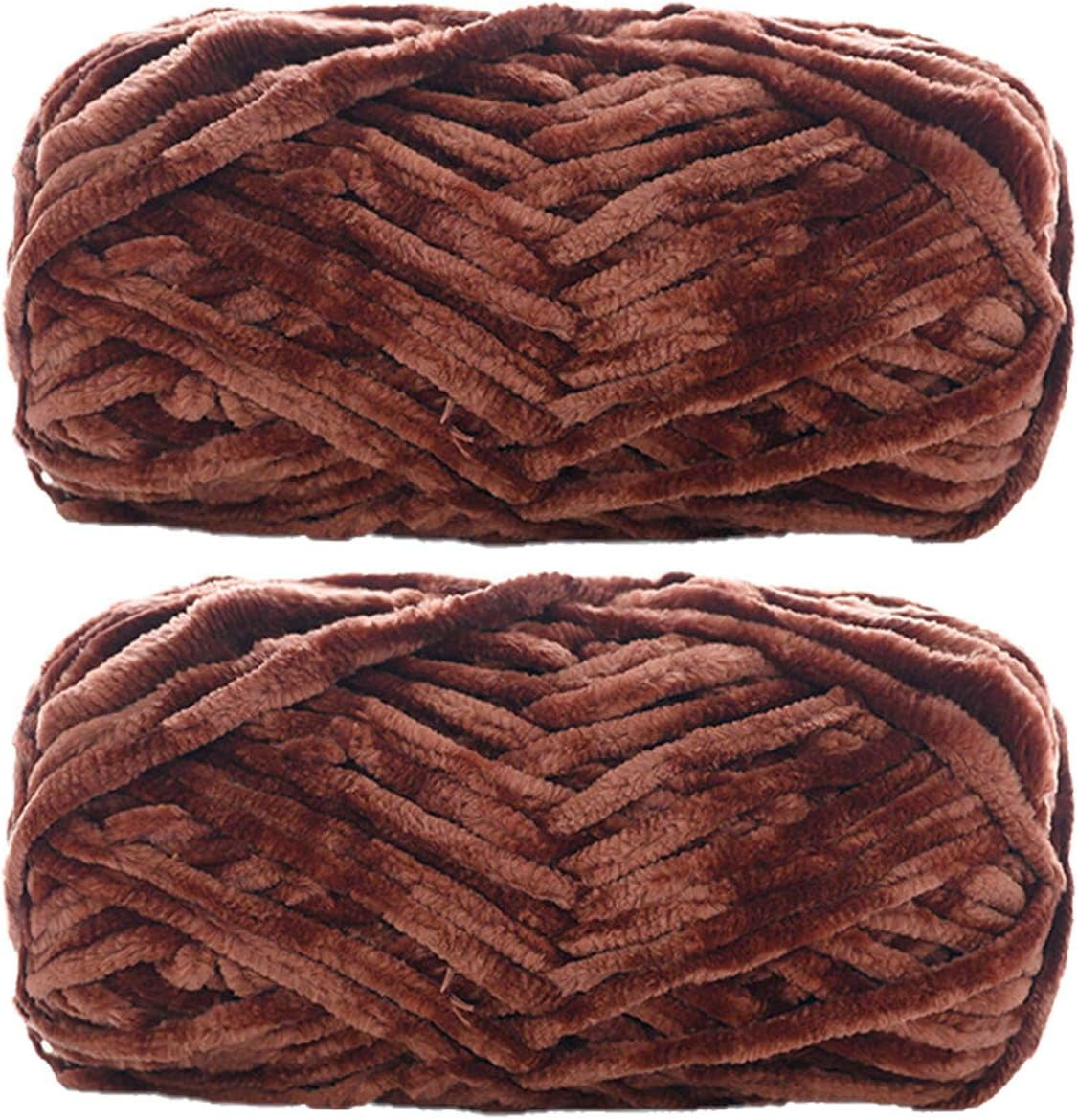 2 Pack Chenille Velvet Yarn Knitting Wool Thick Warm Crochet Knitting ...