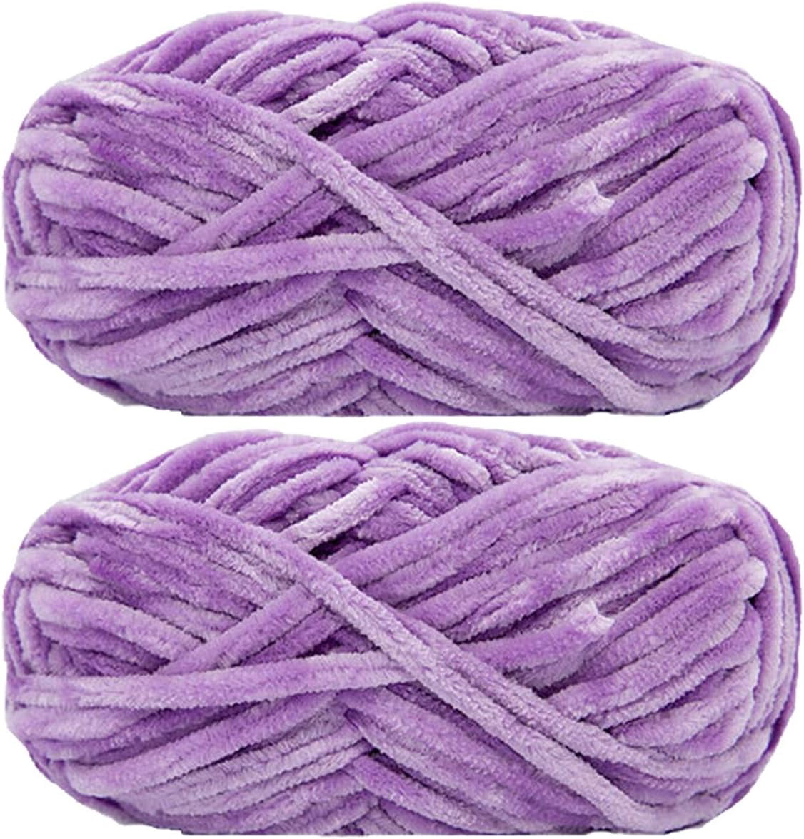2 Pack Chenille Velvet Yarn Knitting Wool Thick Warm Crochet Knitting ...