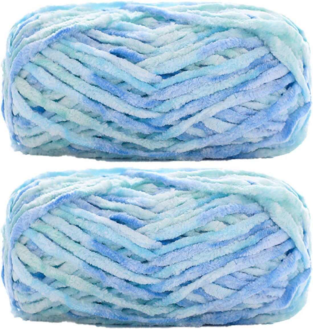 2 Pack Chenille Velvet Yarn Knitting Wool Thick Warm Crochet Knitting ...