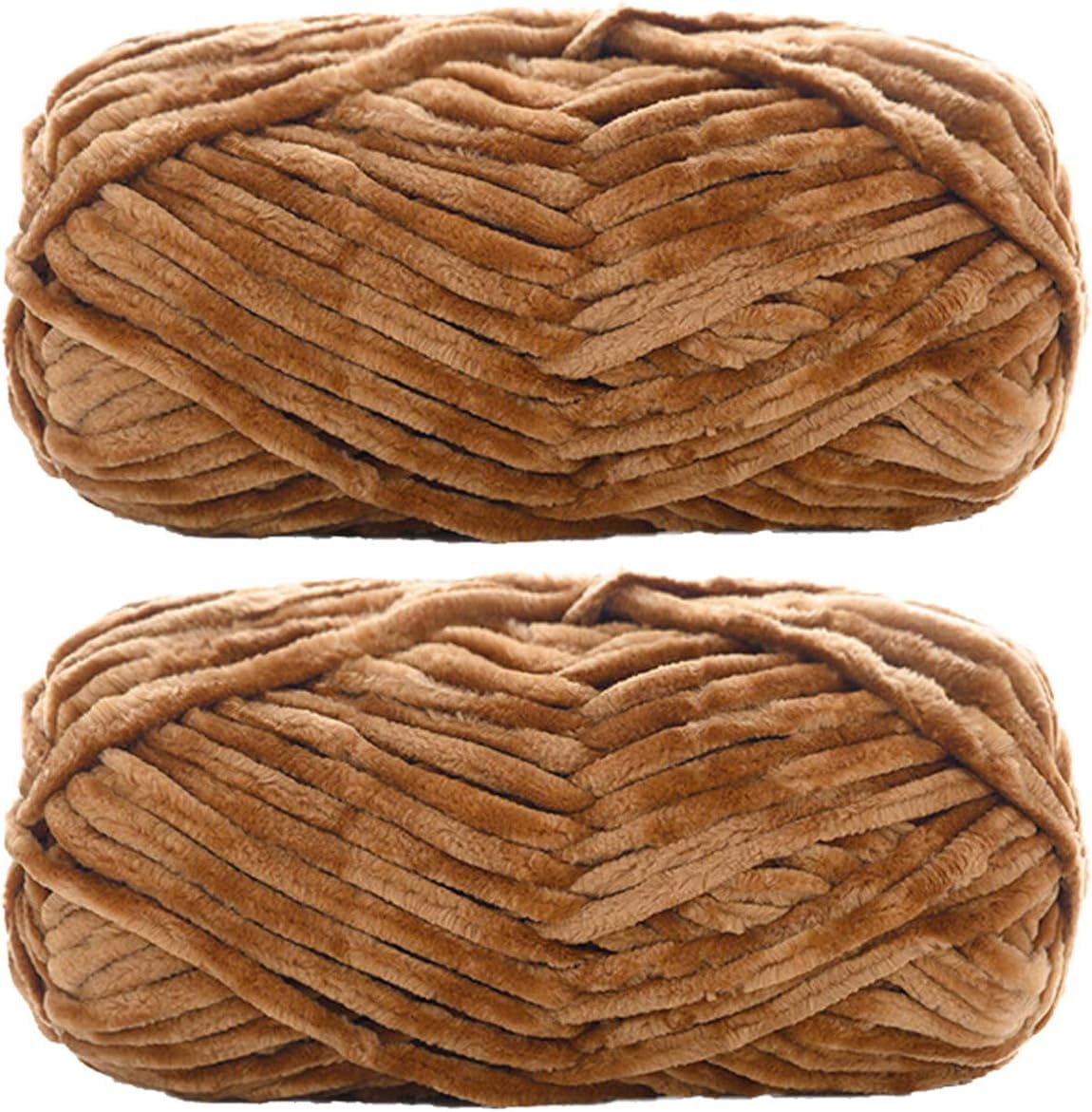 2 Pack Chenille Velvet Yarn Knitting Wool Thick Warm Crochet Knitting ...