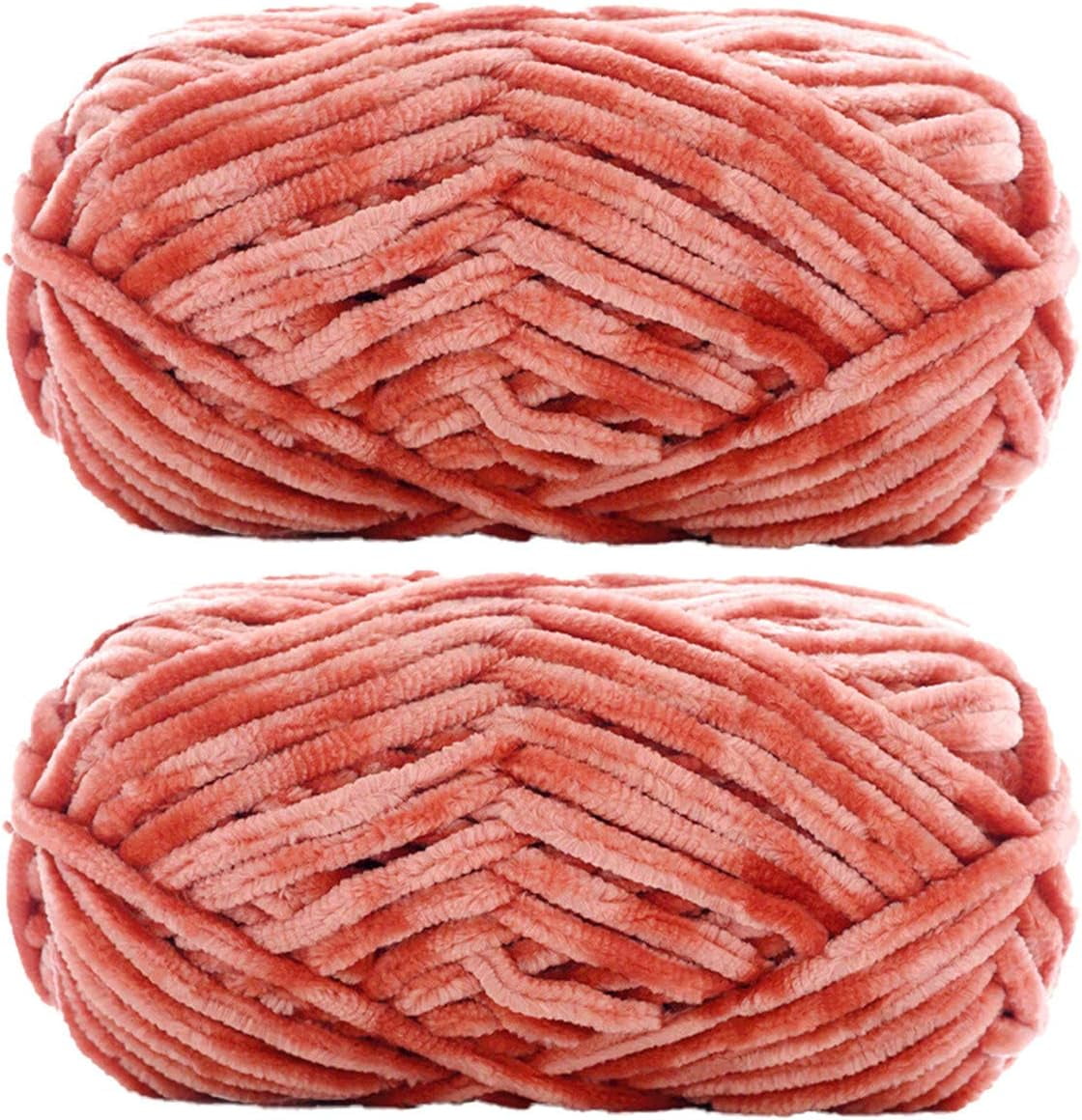 2 Pack Chenille Velvet Yarn Knitting Wool Thick Warm Crochet Knitting ...