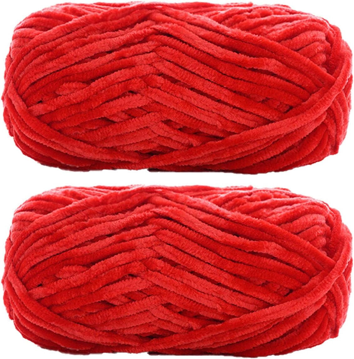 2 Pack Chenille Velvet Yarn Knitting Wool Thick Warm Crochet Knitting ...