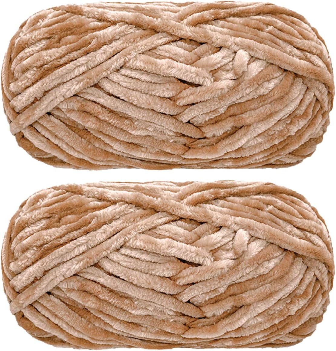 2 Pack Chenille Velvet Yarn Knitting Wool Thick Warm Crochet Knitting ...